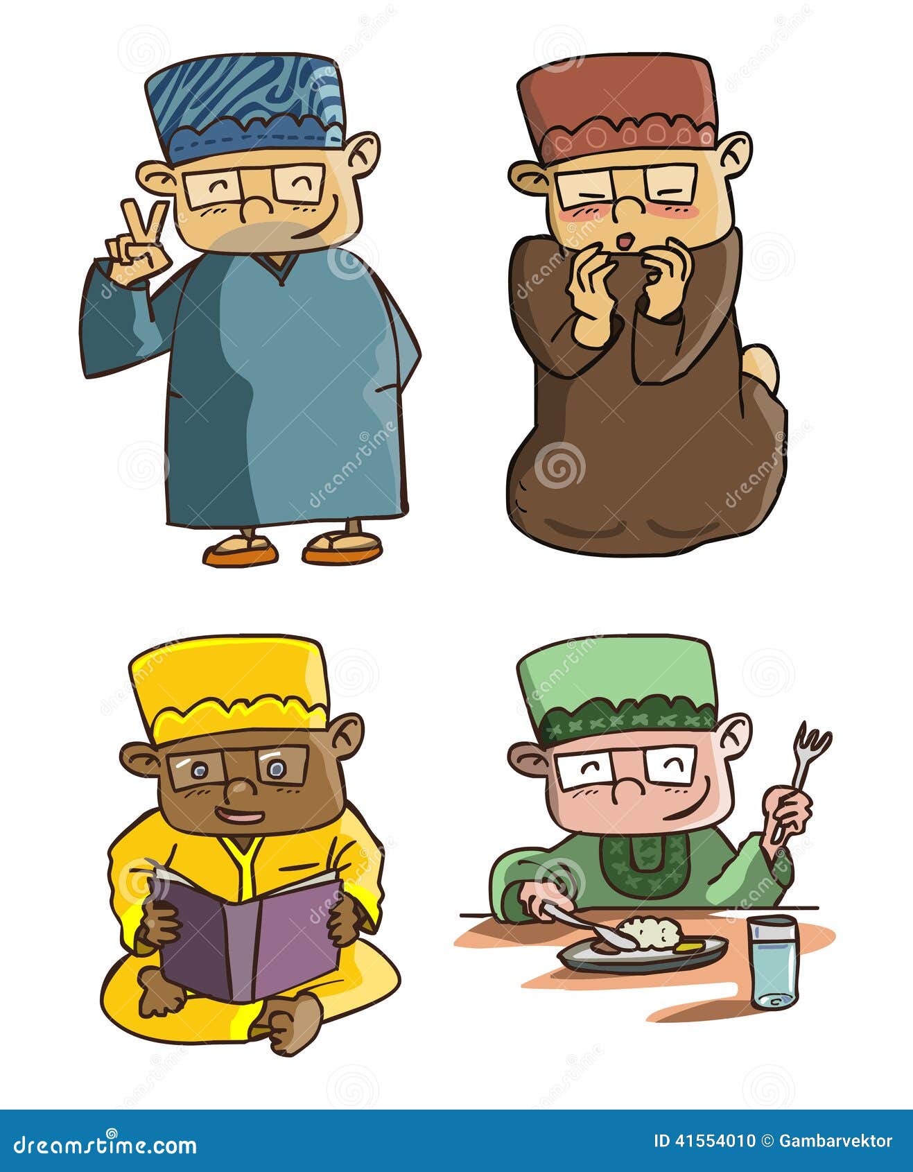 Moslem Cartoon Set stock vector. Illustration of book - 41554010