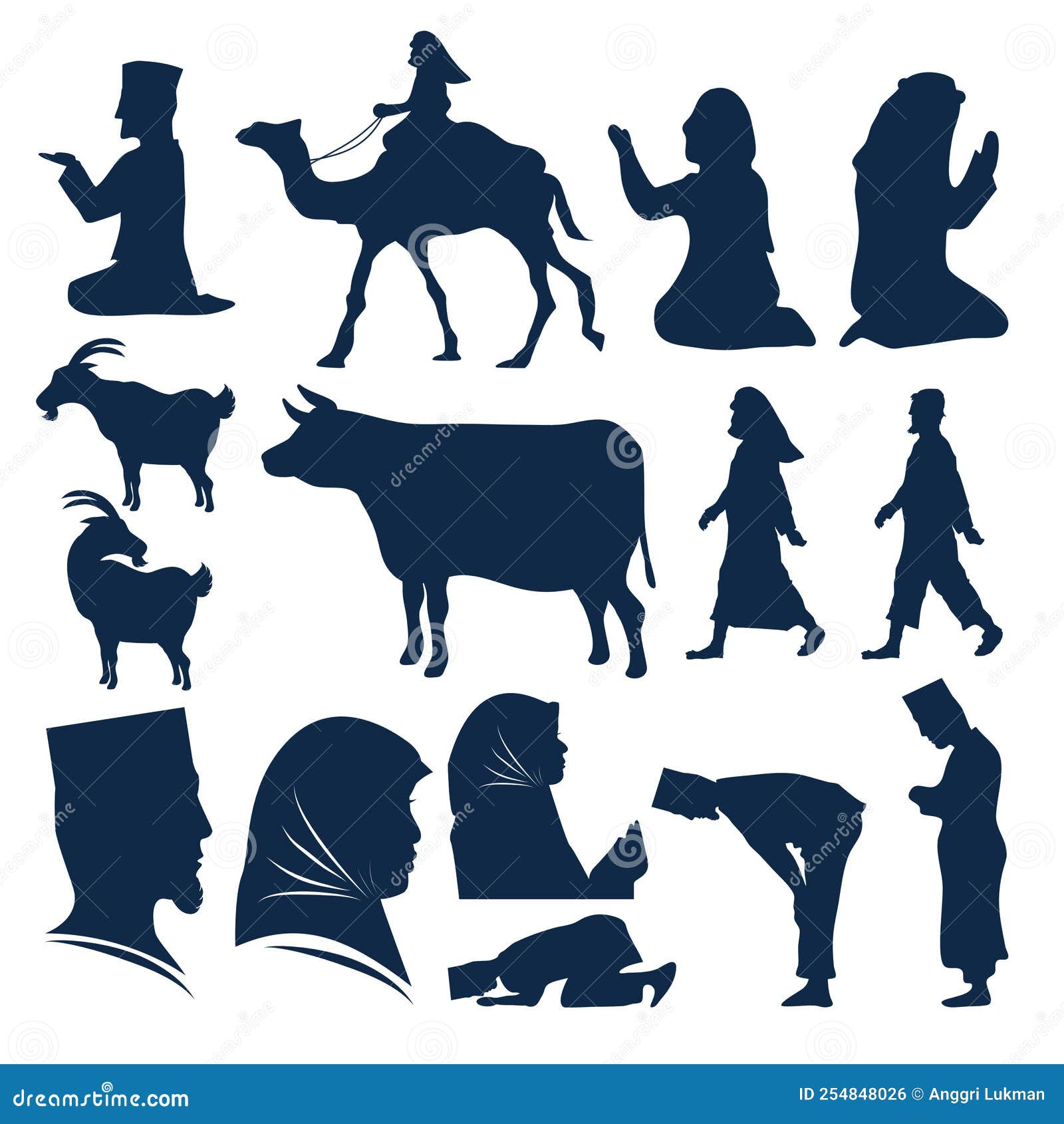 Moslem and Islam Themed Illustration Silhouette Element Stock Vector ...