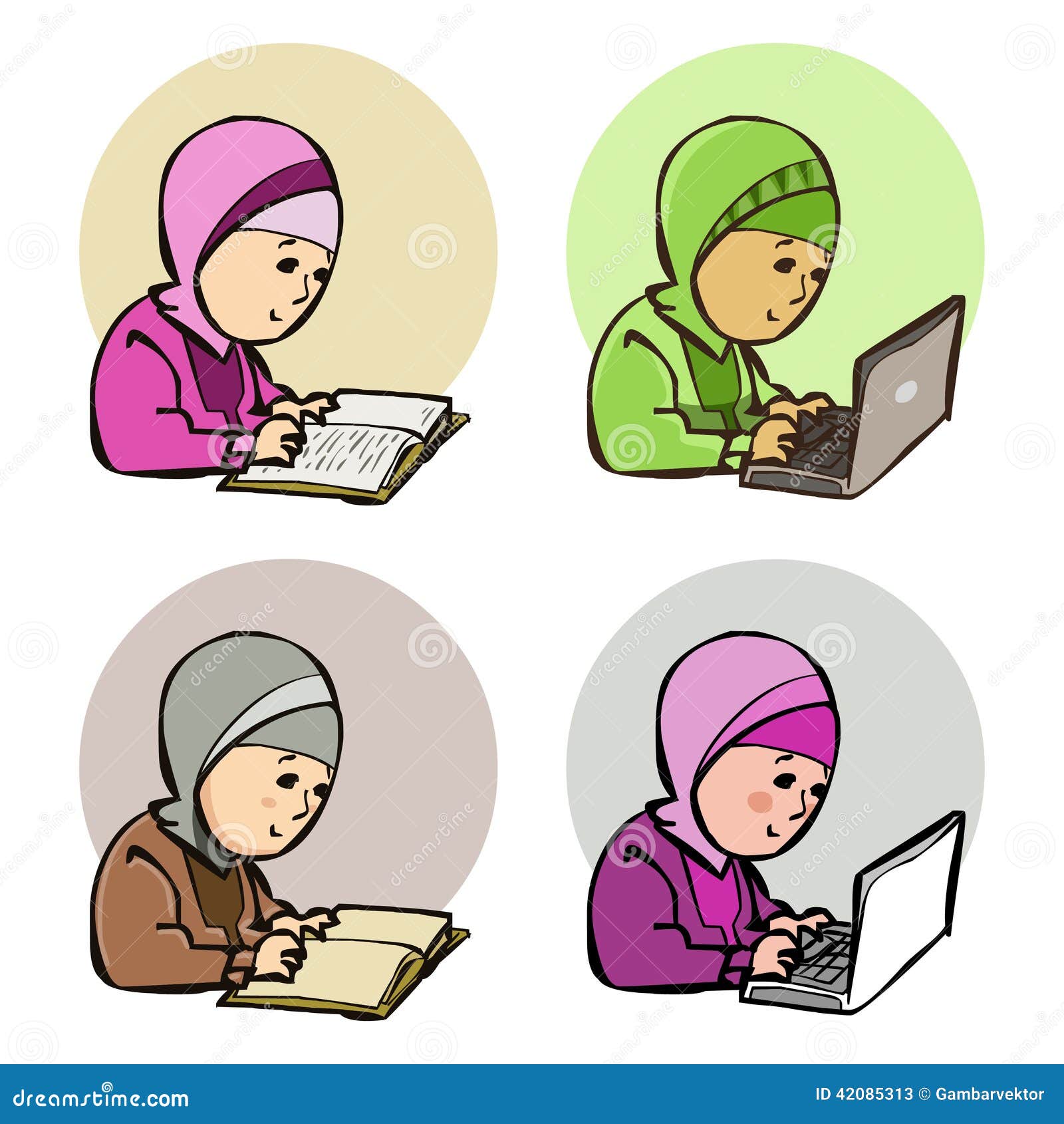 Moslem Studying stock vector. Illustration of smile, studying - 42085313