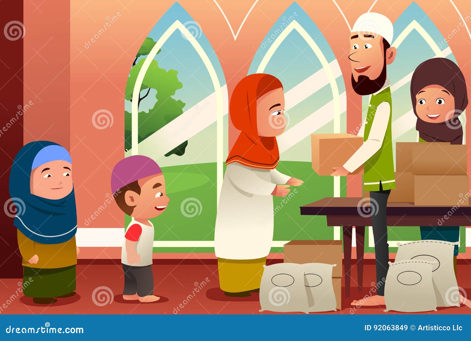 Moslems, Die Den Armen Leuten Spenden Geben Vektor Abbildung ...