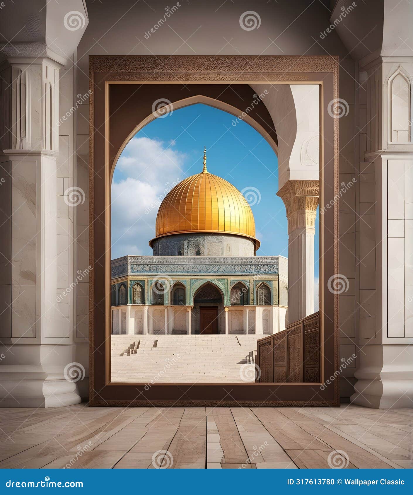 Mosque Alaqsa Palestinian Frame Wall Stock Illustration - Illustration ...