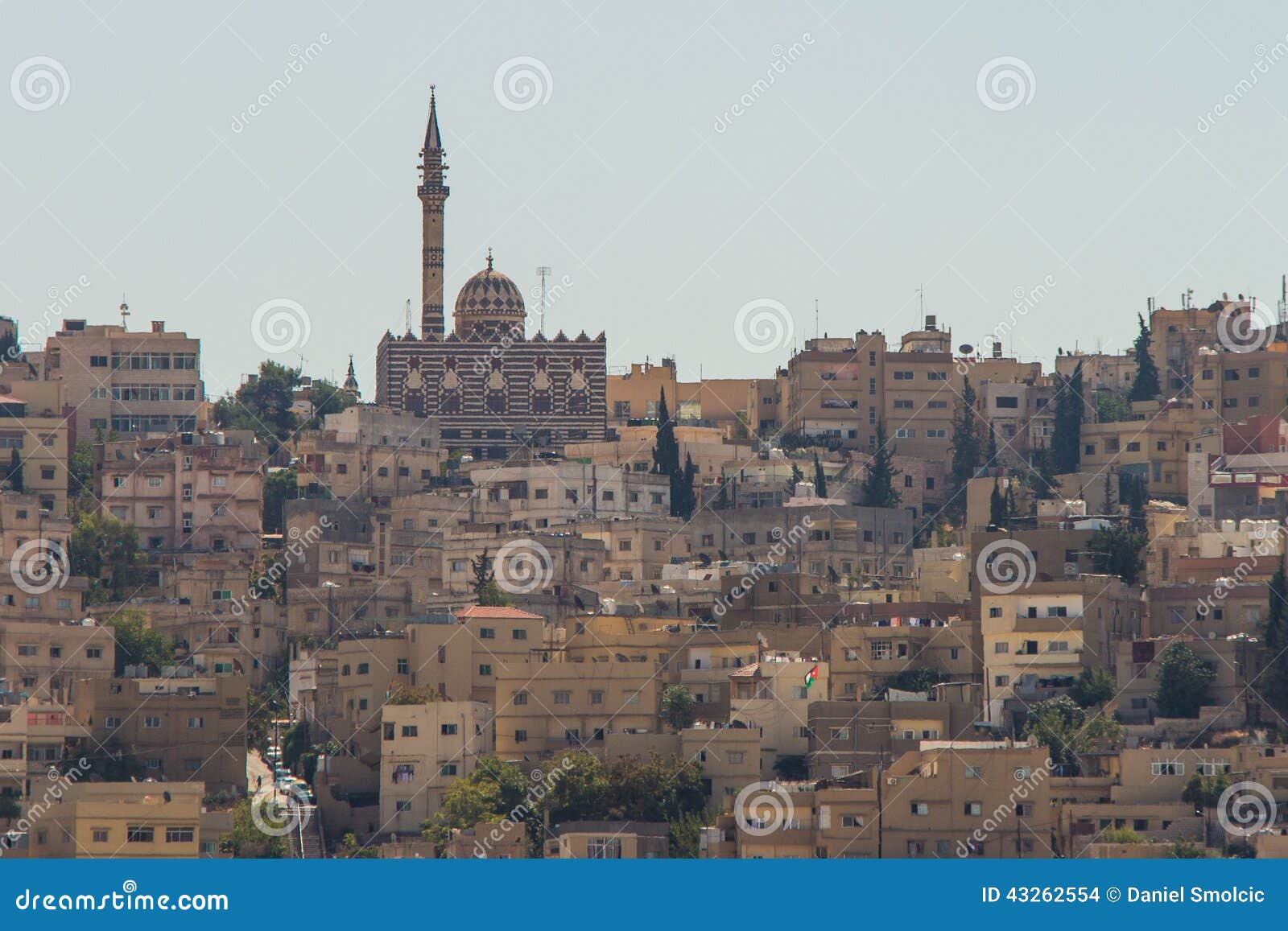 Mosque in Amman, Jordan stock photo. Image of flag, citadel - 43262554