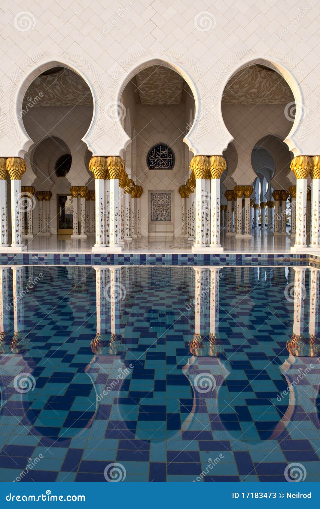 Mosque arches reflected stock image. Image of islamic - 17183473