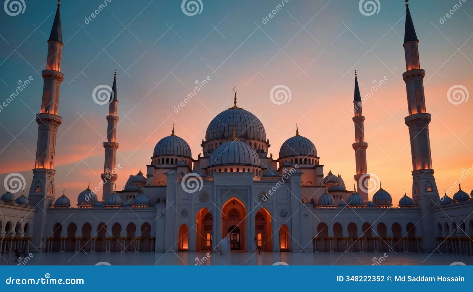 Mosque Background Islamic Mosque with Sky and Sunset Ramadan Mosque ...