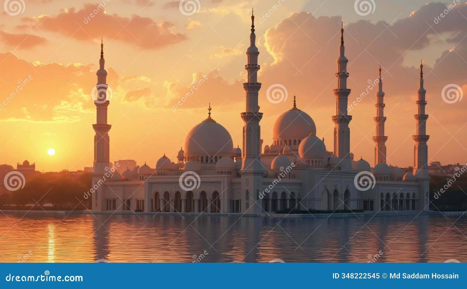 Mosque Background Islamic Mosque with Sky and Sunset Ramadan Mosque ...