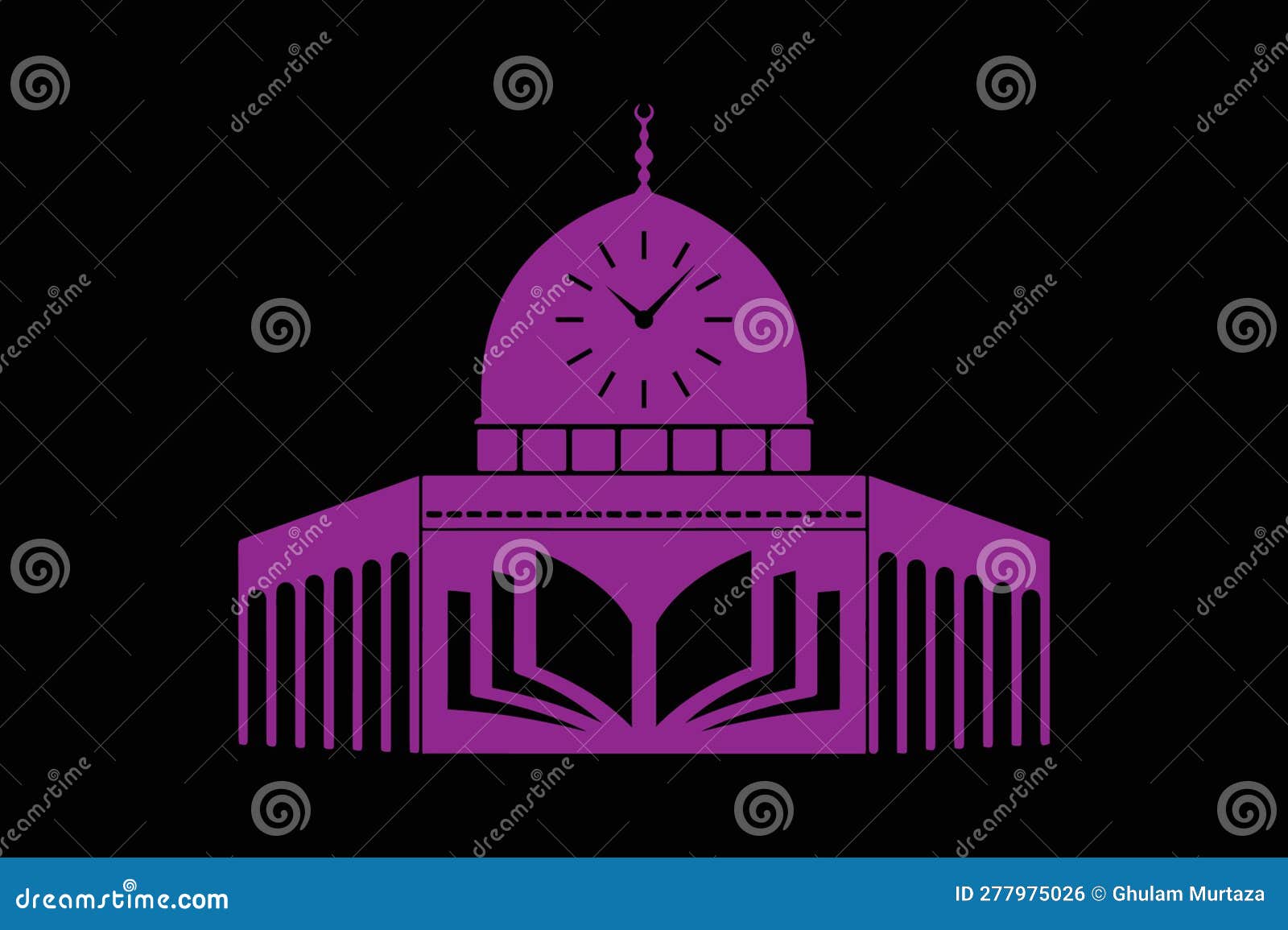 Mosque with Clock and Book Logo Template Stock Vector - Illustration of ...