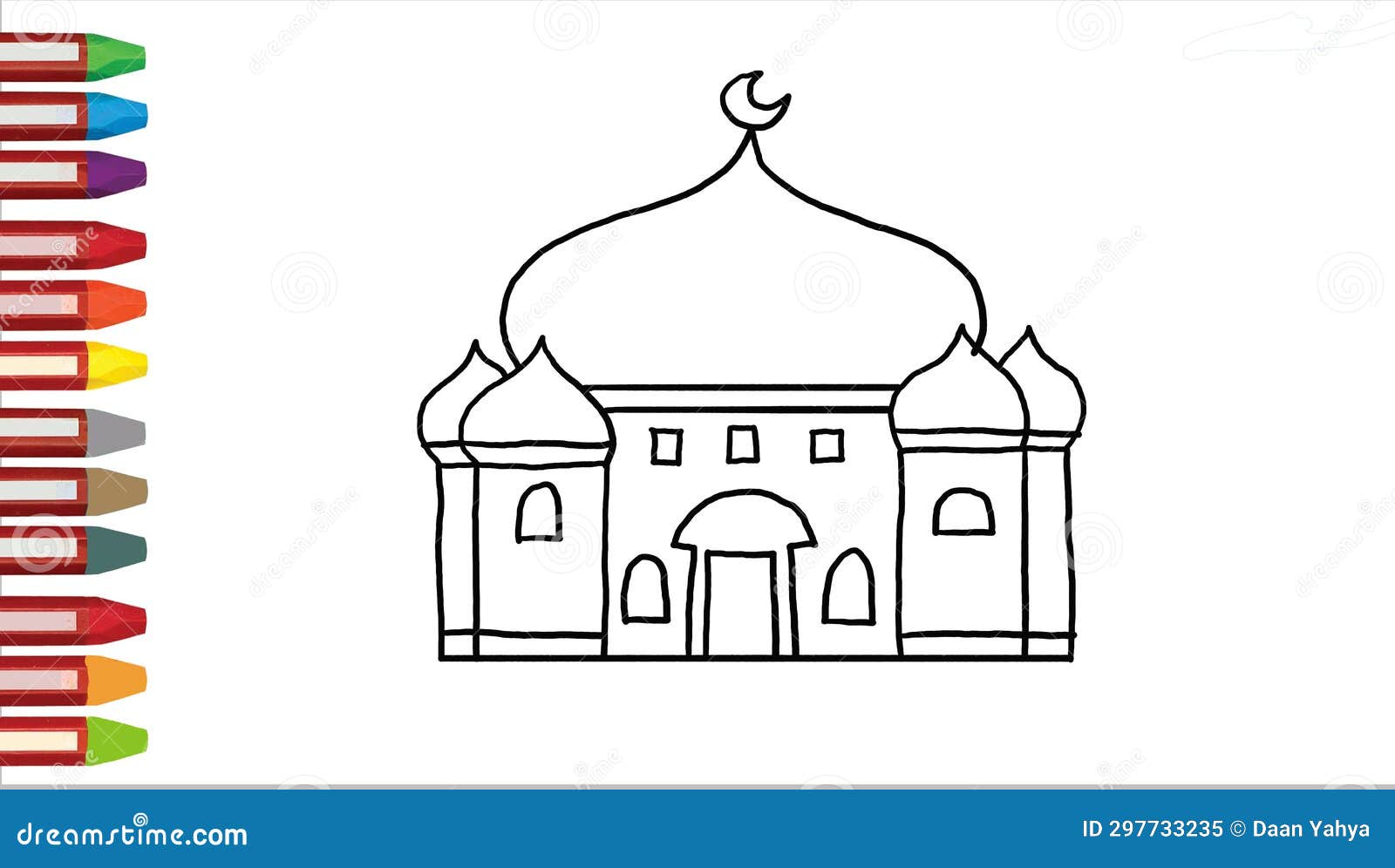 Mosque Coloring Page For Kids. The Illustration Of Mosque. Istiqlal ...