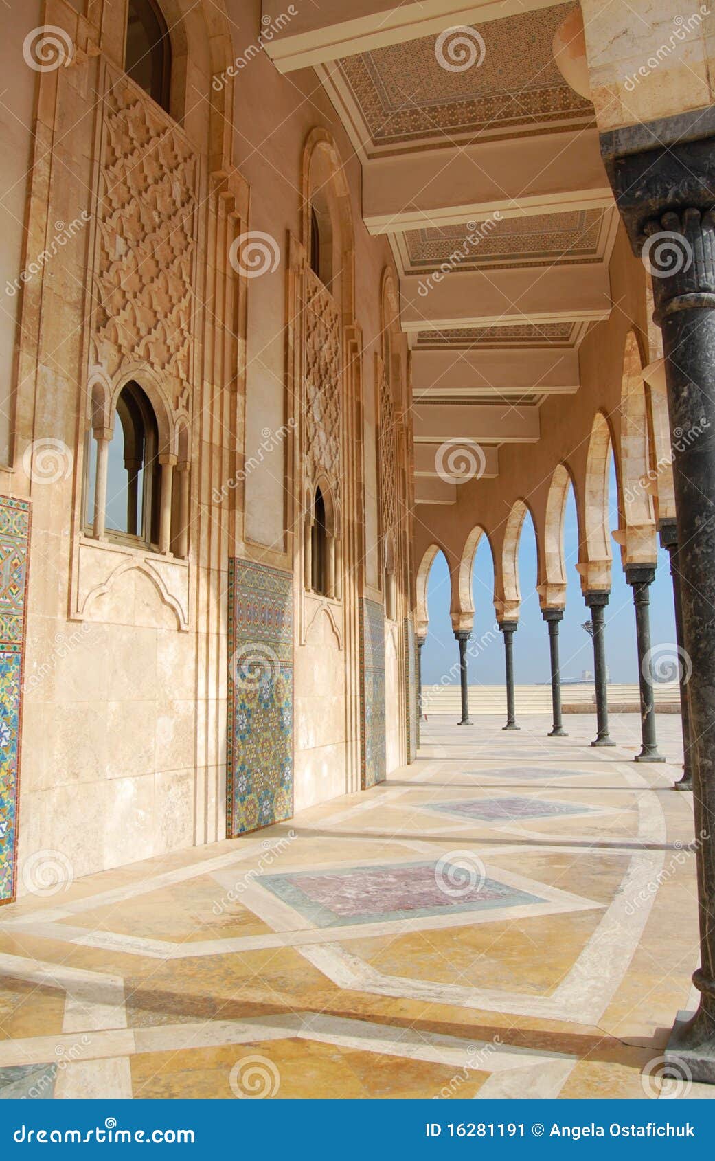 Mosque corridor in Morocco stock image. Image of decor - 16281191