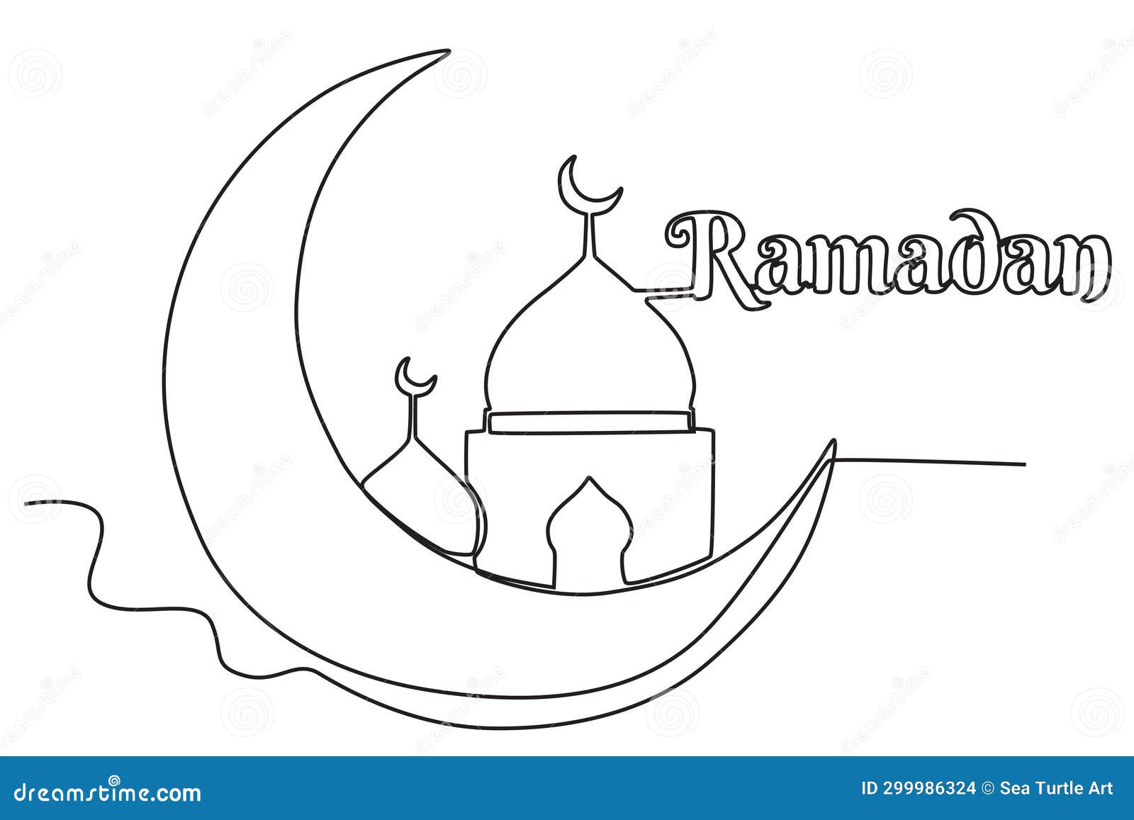 A Mosque and a Crescent Moon Stock Illustration - Illustration of ...