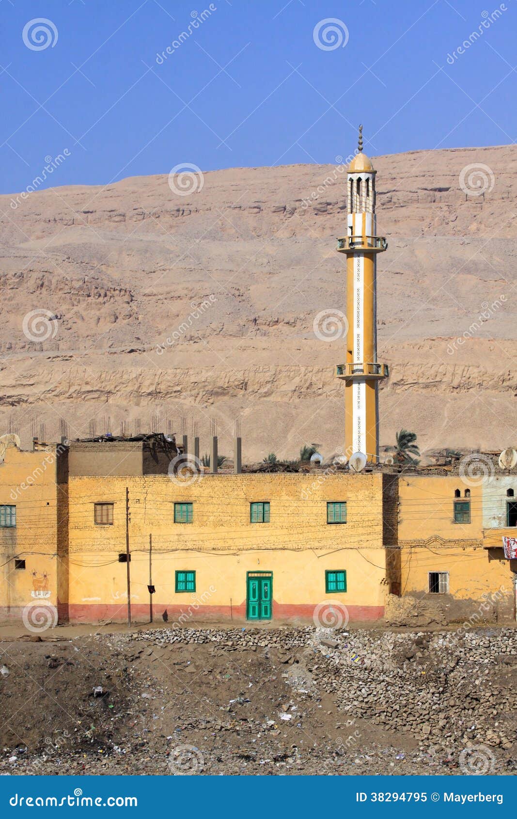 Mosque in the desert stock image. Image of background - 38294795
