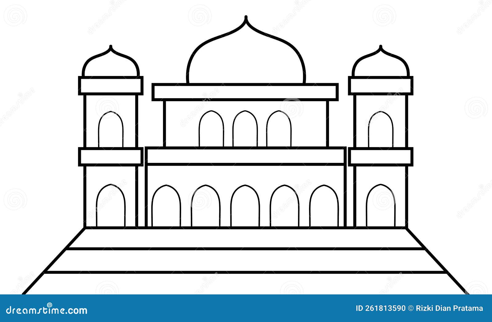 Mosque Design Outline on White Background Stock Vector - Illustration ...