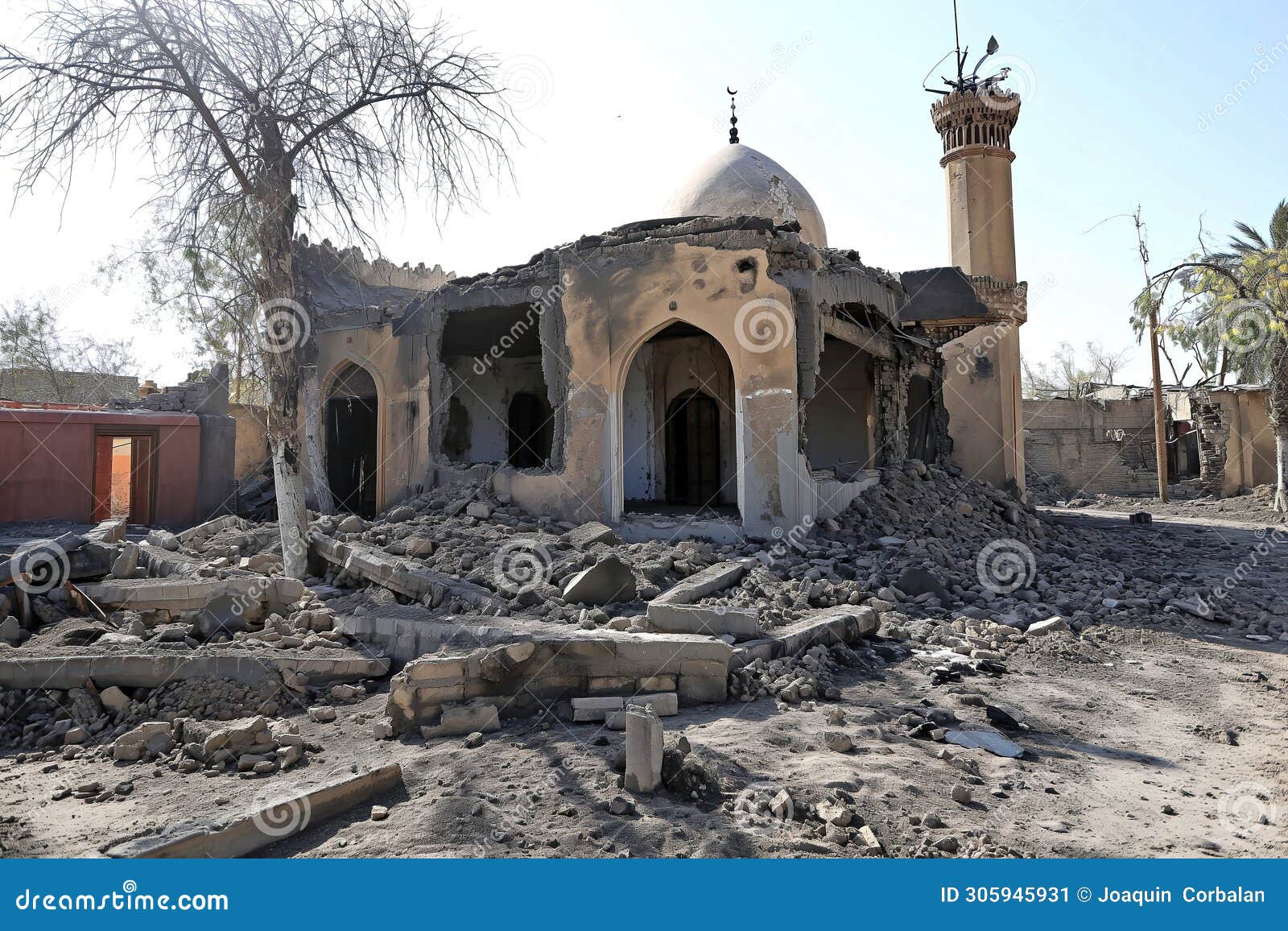 A Mosque Destroyed by Shelling during an Enemy Attack Stock ...