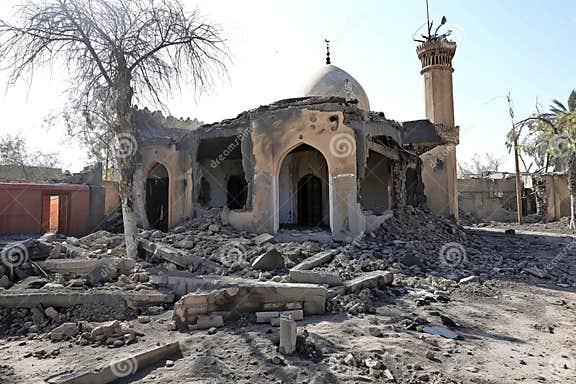 A Mosque Destroyed by Shelling during an Enemy Attack Stock Image ...