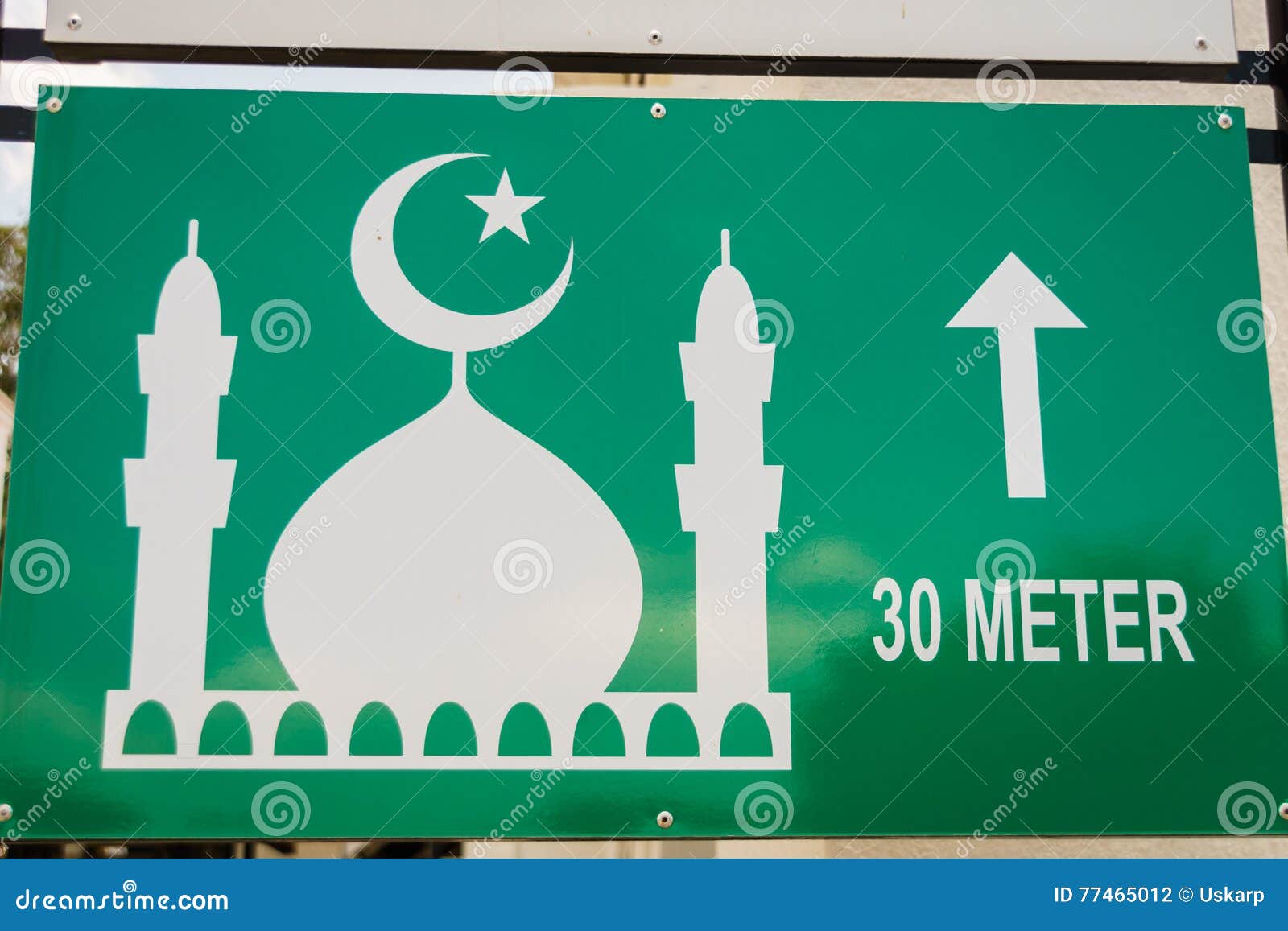 Mosque dome sign in street stock photo. Image of graphic - 77465012