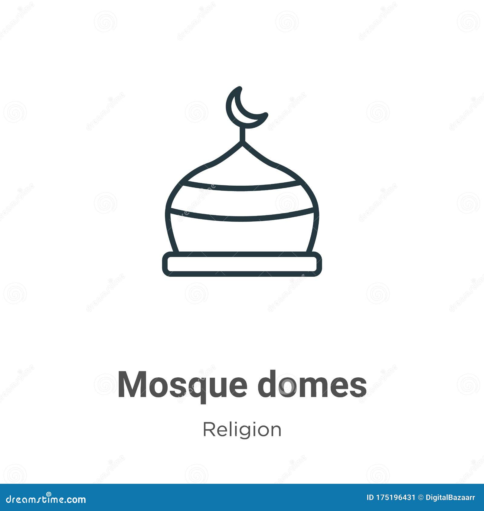 Mosque Domes Outline Vector Icon. Thin Line Black Mosque Domes Icon ...
