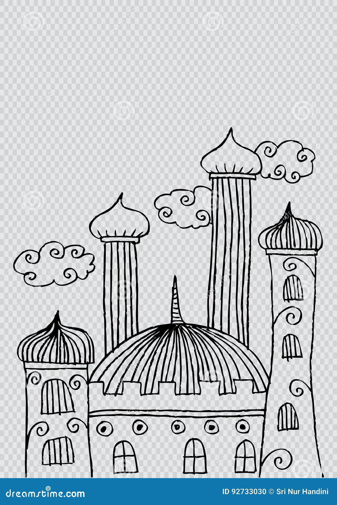 Mosque doodle stock vector. Illustration of holiday, banner - 92733030