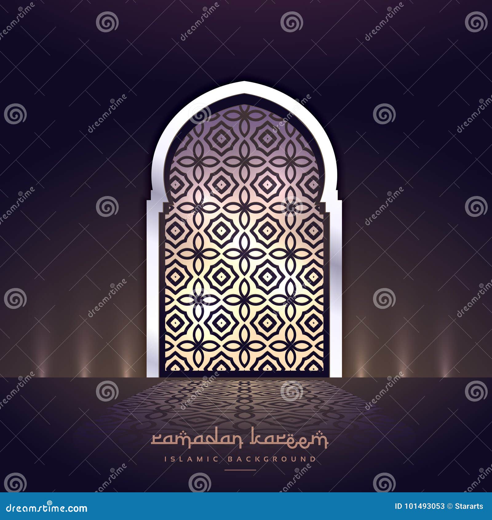 Mosque Door with Lights and Pattern Shape Stock Vector - Illustration ...