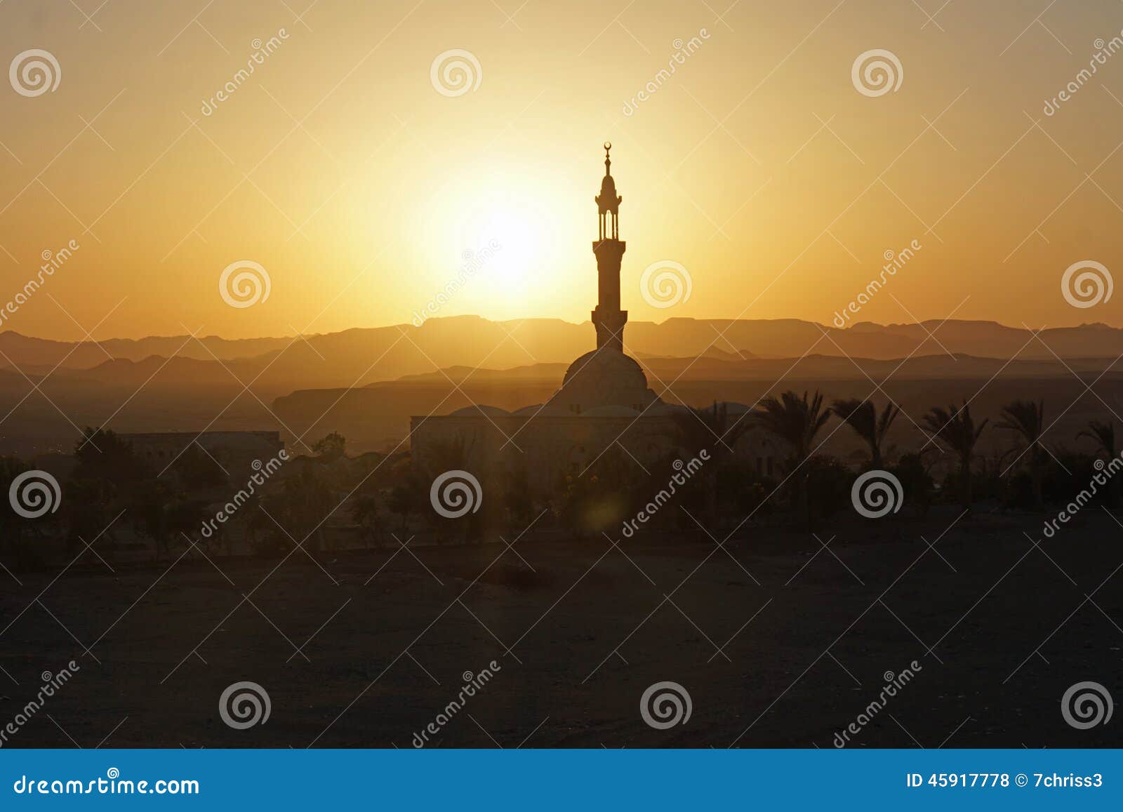 Mosque in egypt at sunset stock photo. Image of minaret - 45917778