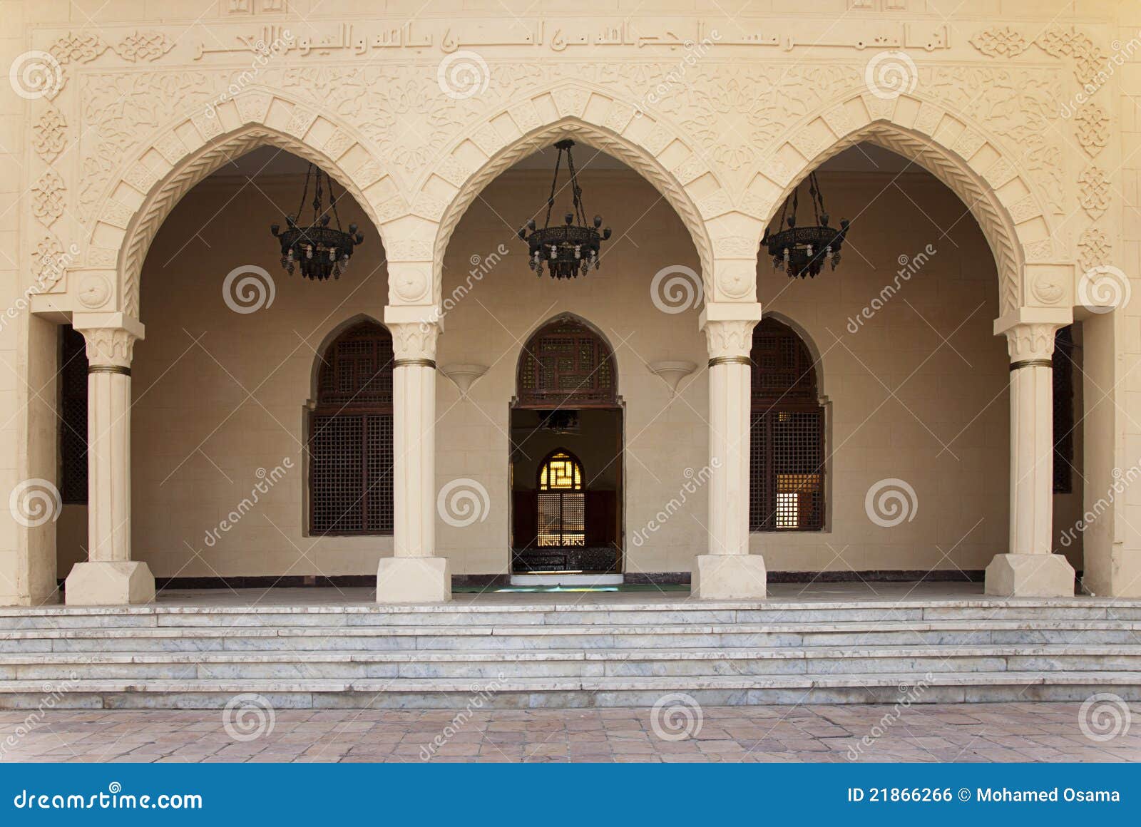 Mosque Entrance with Doors Open Stock Photo - Image of carved ...