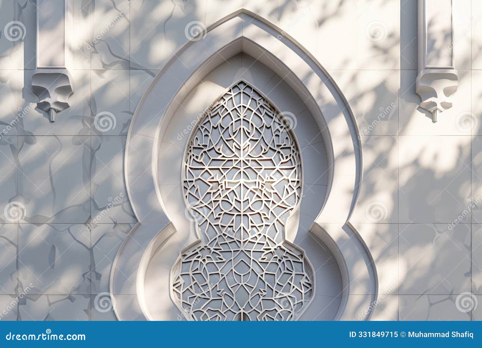 Mosque Facade with Arabesque Patterns and Soft Natural Light, Against a ...