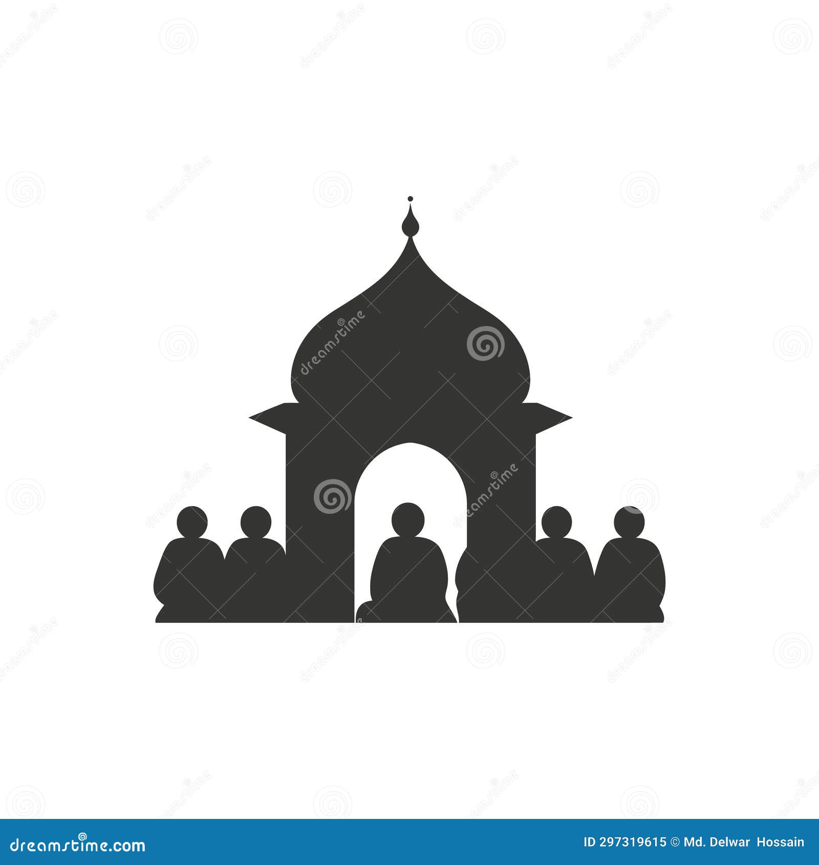 A Mosque Filled with People Icon Stock Vector - Illustration of vector ...