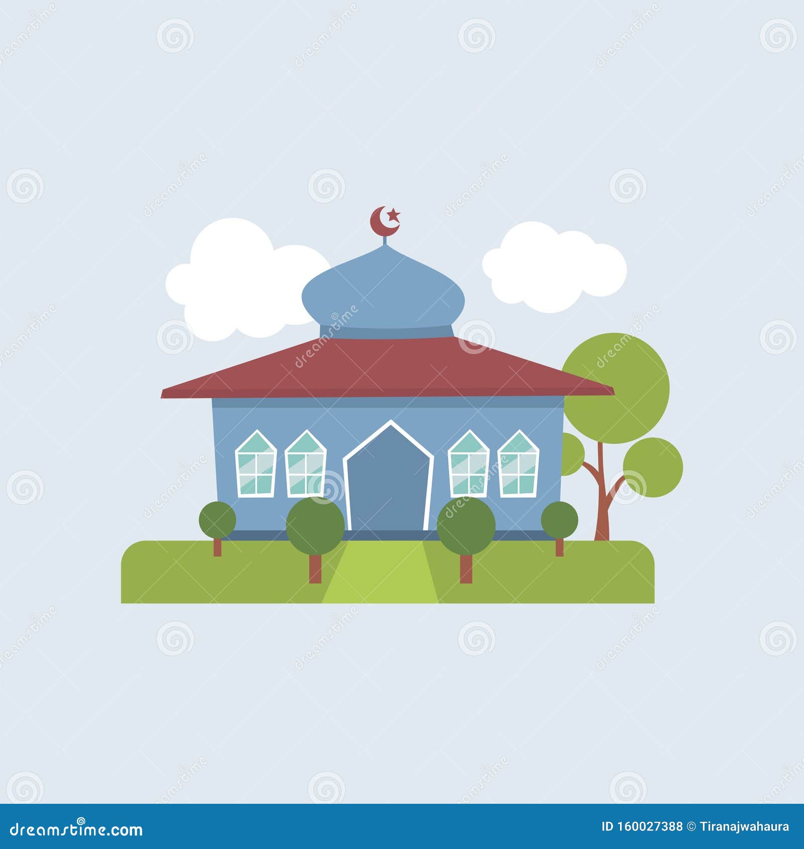 Mosque with Flat Cartoon Design Stock Vector - Illustration of famous ...