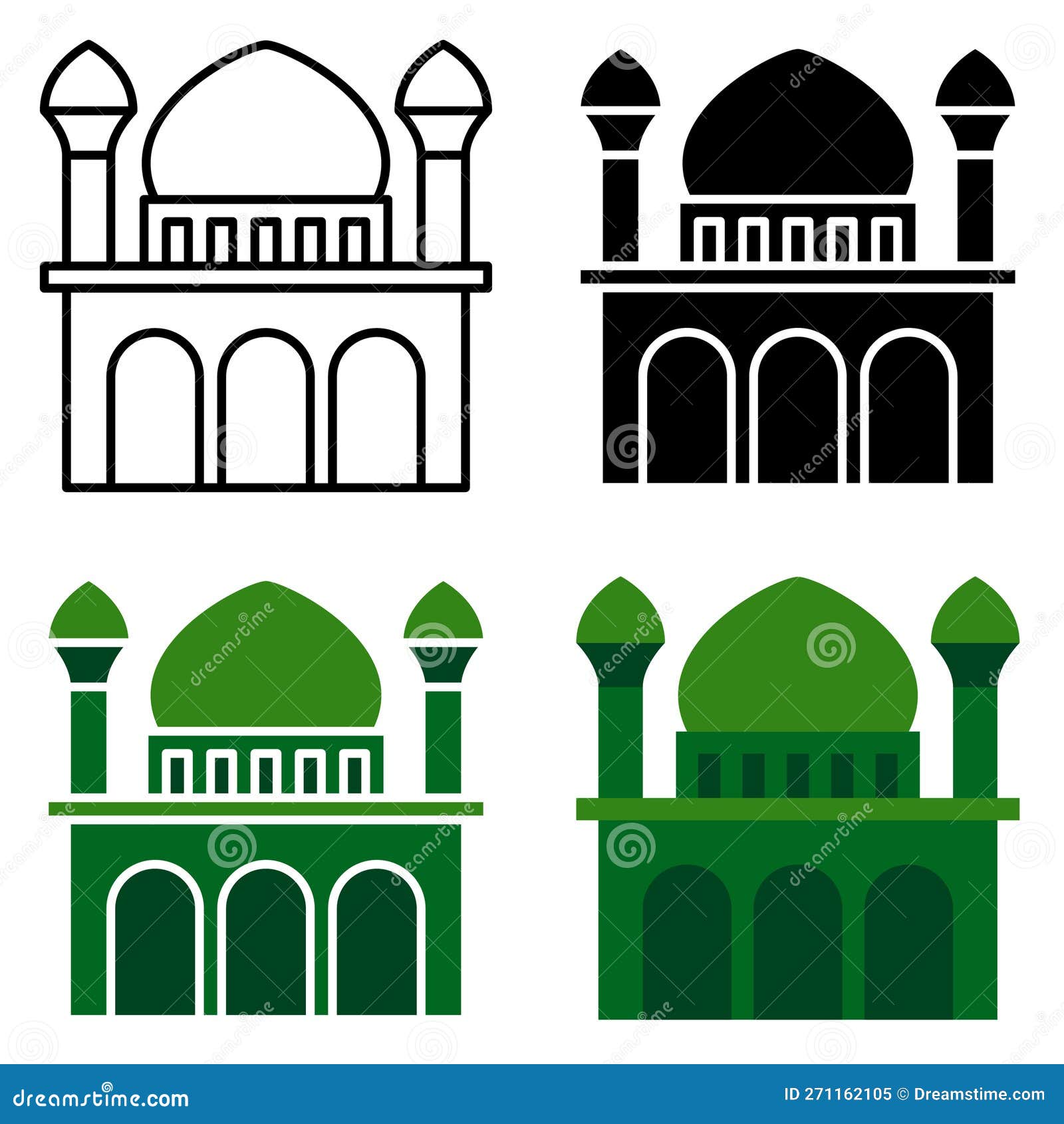 Mosque in Flat Style Isolated Stock Vector - Illustration of template ...