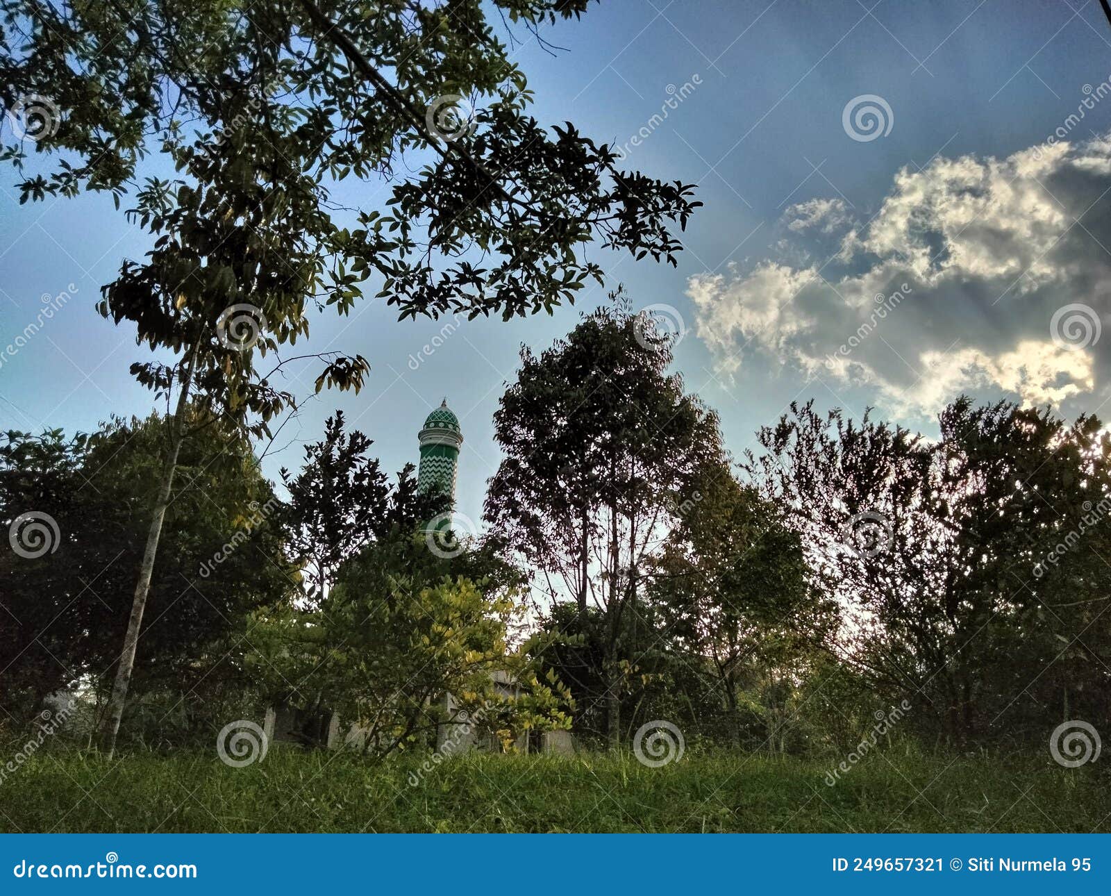 Mosque in the Forest with Beautiful Sky Stock Image - Image of ...