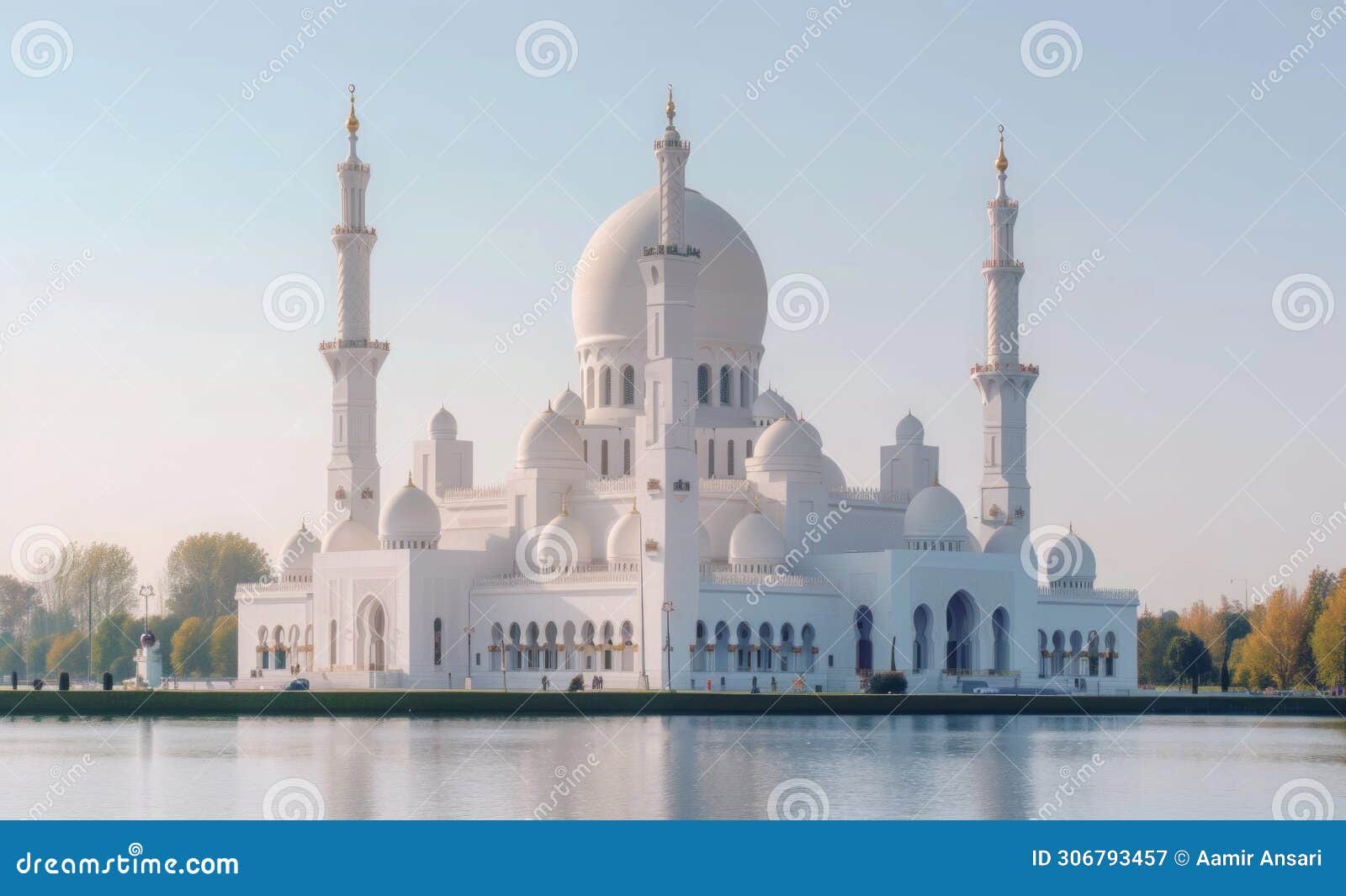 A Mosque in Front of a Lake, Mosques Concept Stock Illustration ...