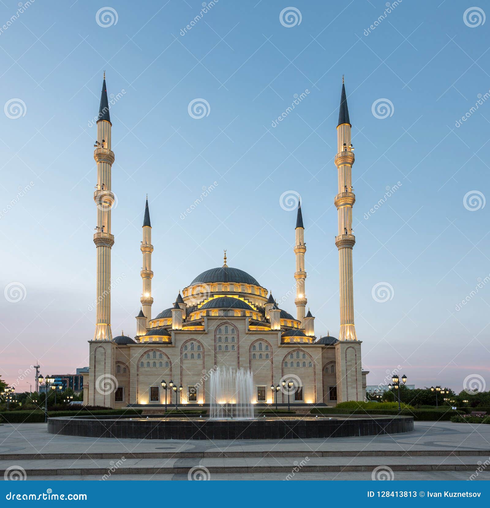 Mosque `Heart of Chechnya` at Dawn Stock Image - Image of muslim ...