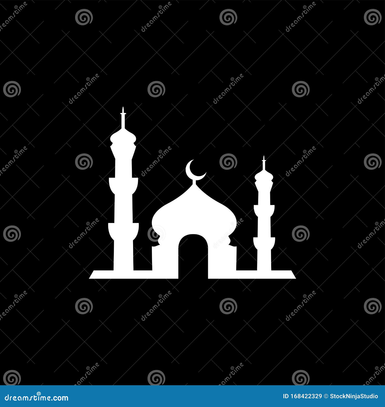 Mosque Icon on Black Background. Black Flat Style Vector Illustration ...
