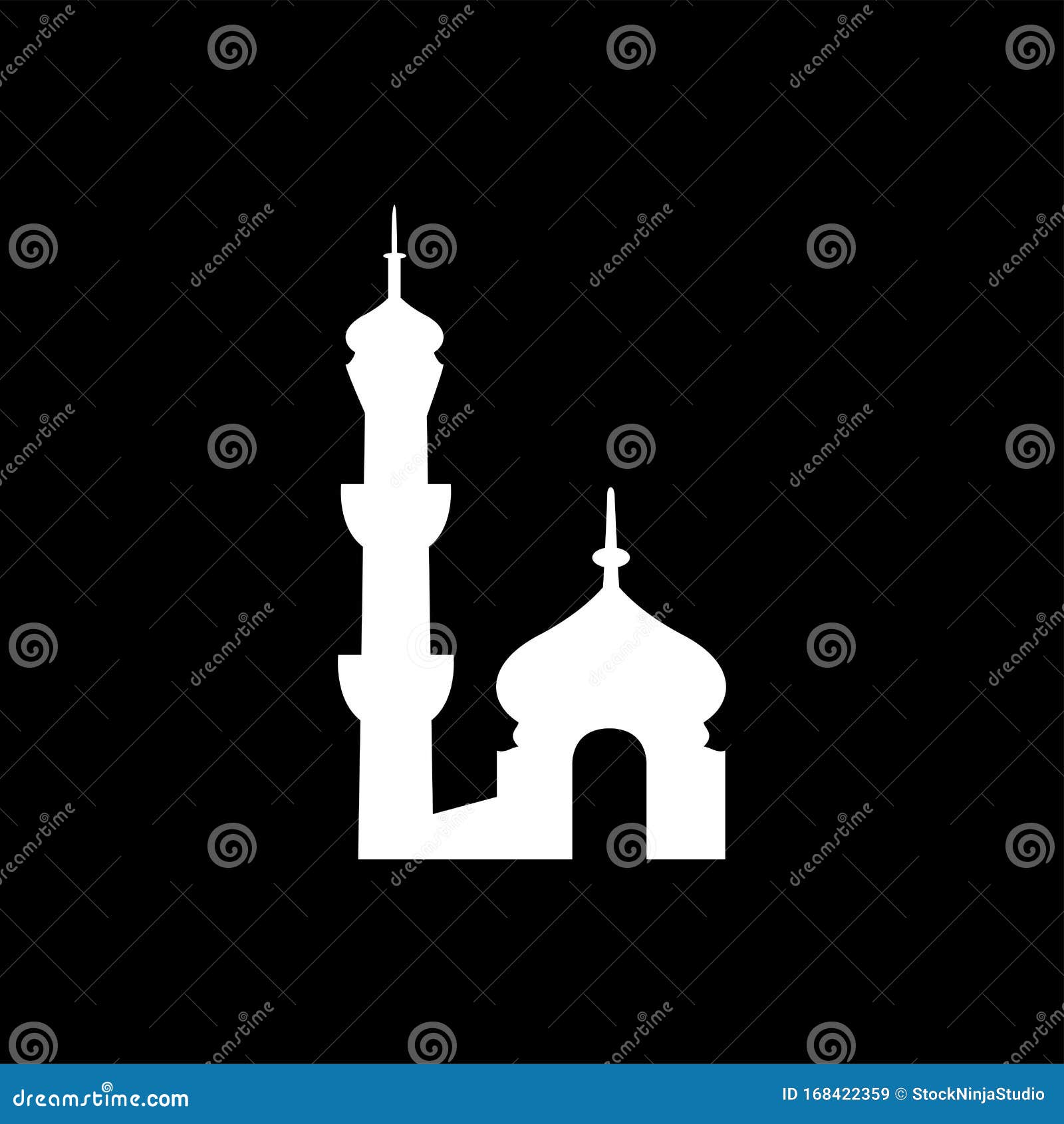 Mosque Icon on Black Background. Black Flat Style Vector Illustration ...