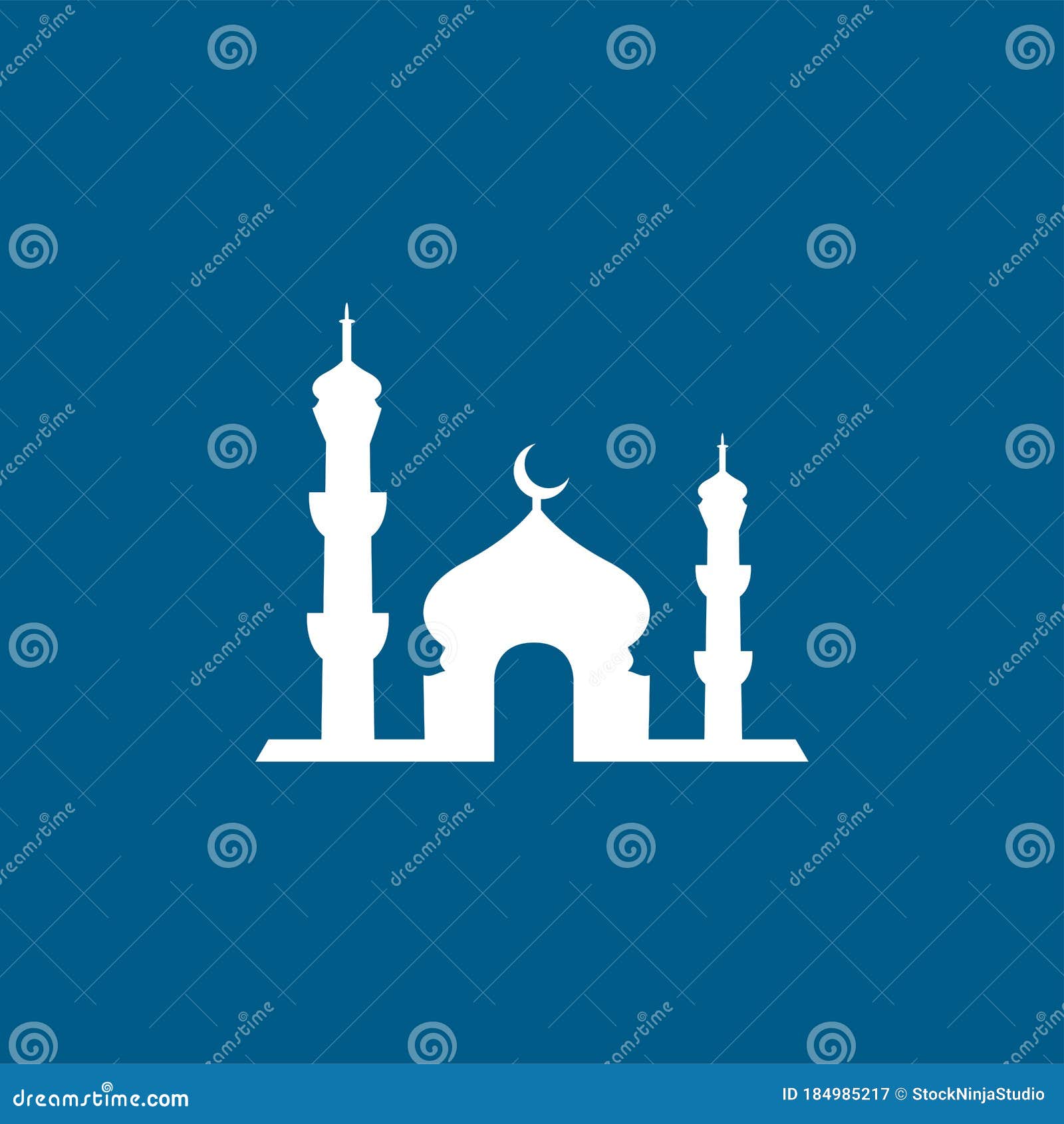 Mosque Icon on Blue Background. Blue Flat Style Vector Illustration ...