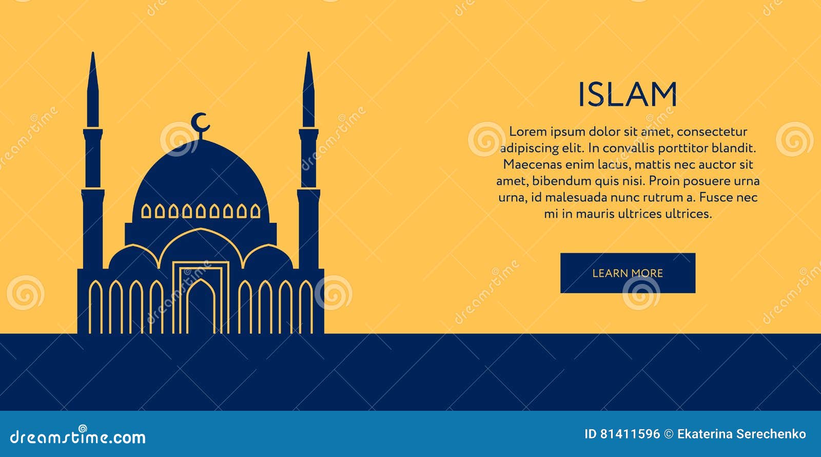 Mosque Icon. Islam Building Banner Stock Vector - Illustration of imam ...