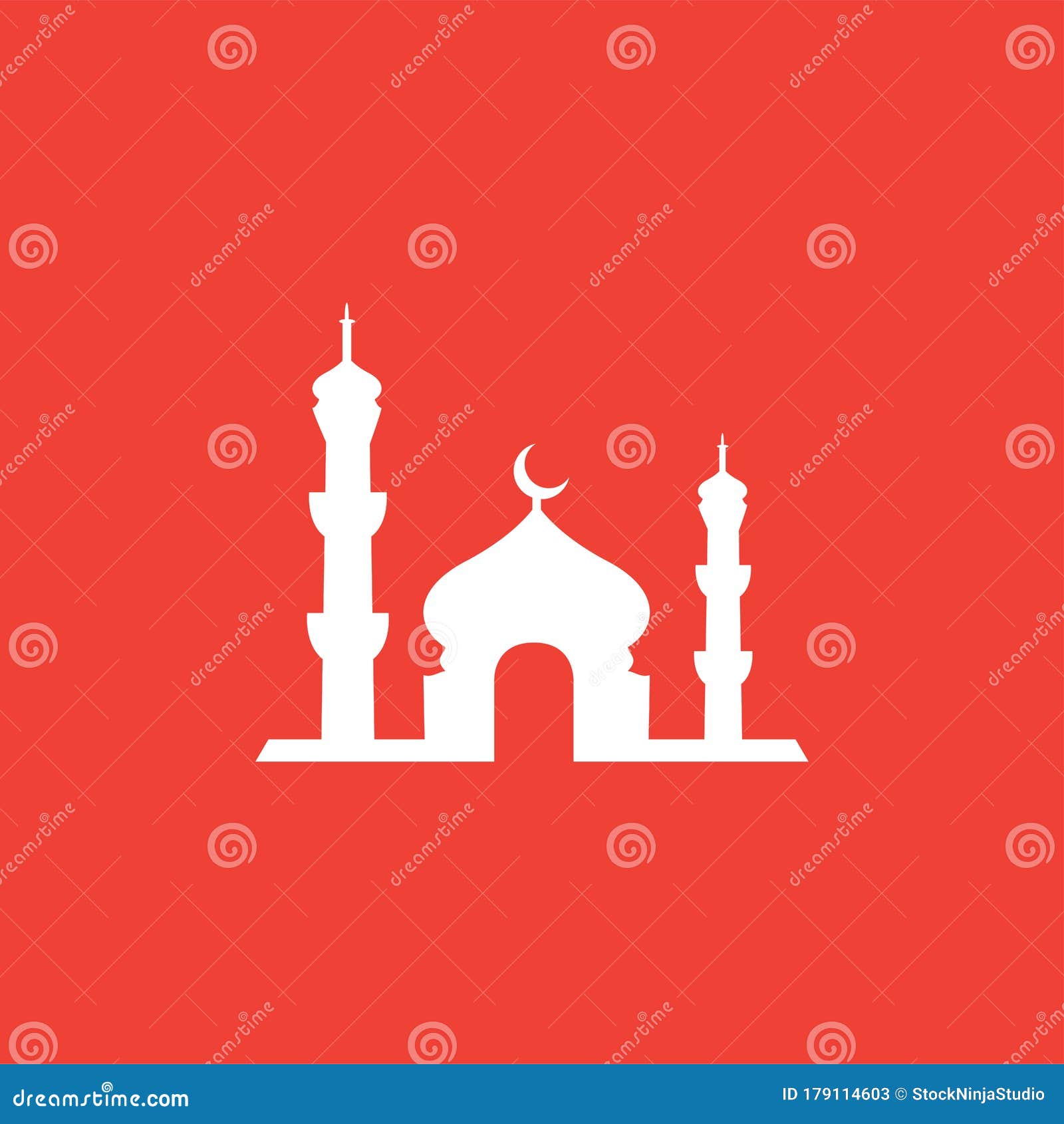 Mosque Icon on Red Background. Red Flat Style Vector Illustration Stock ...