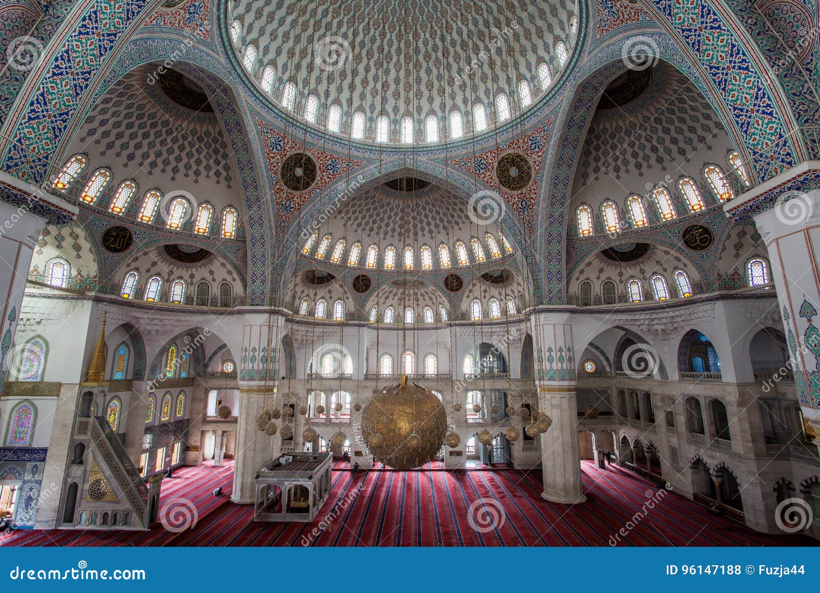 Mosque indoor stock photo. Image of dome, ankaraturkey - 96147188