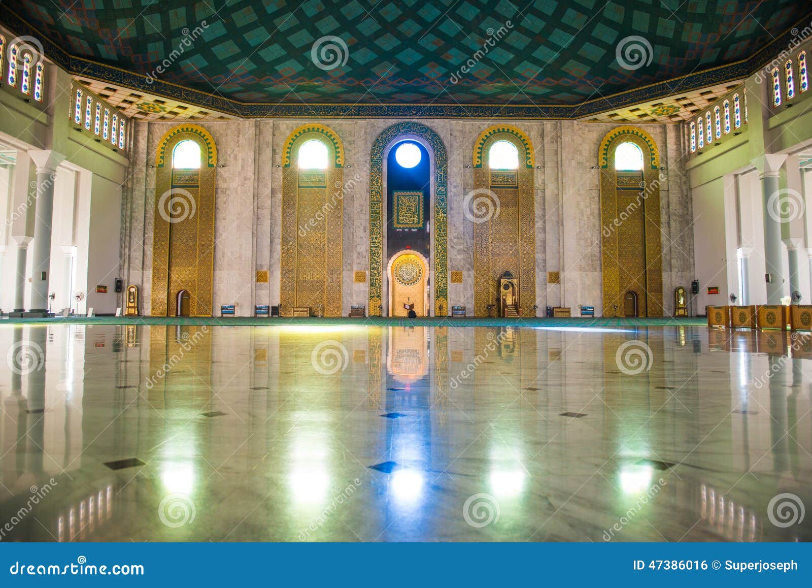 Mosque Interior stock photo. Image of arch, cupola, islam - 47386016