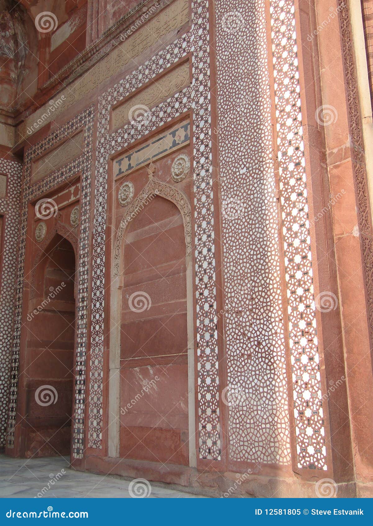 Mosque Interior with Intricate Geometric Designs Stock Image - Image of ...