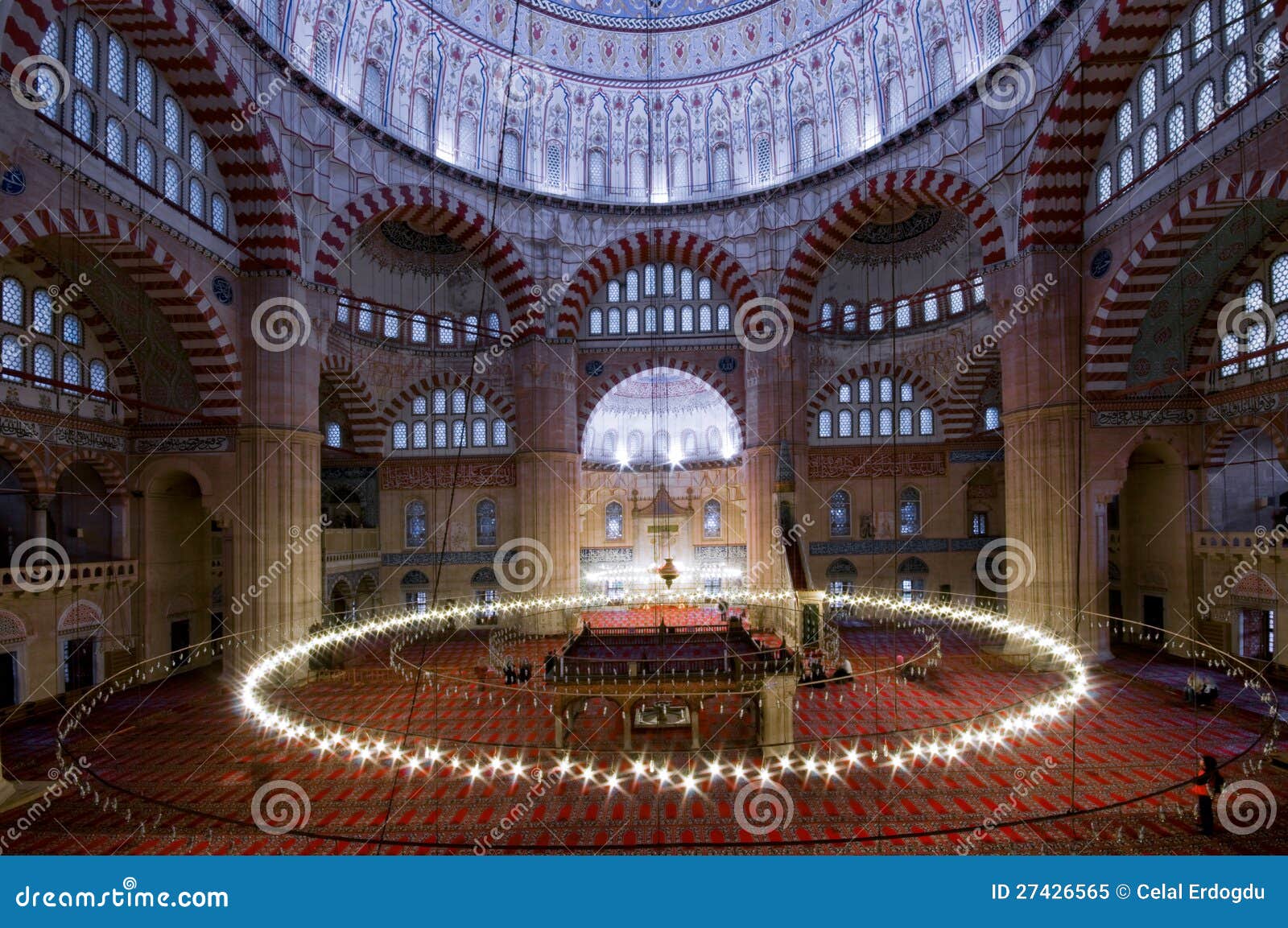 Mosque Interior with Lights Stock Image - Image of mosque, mimar: 27426565