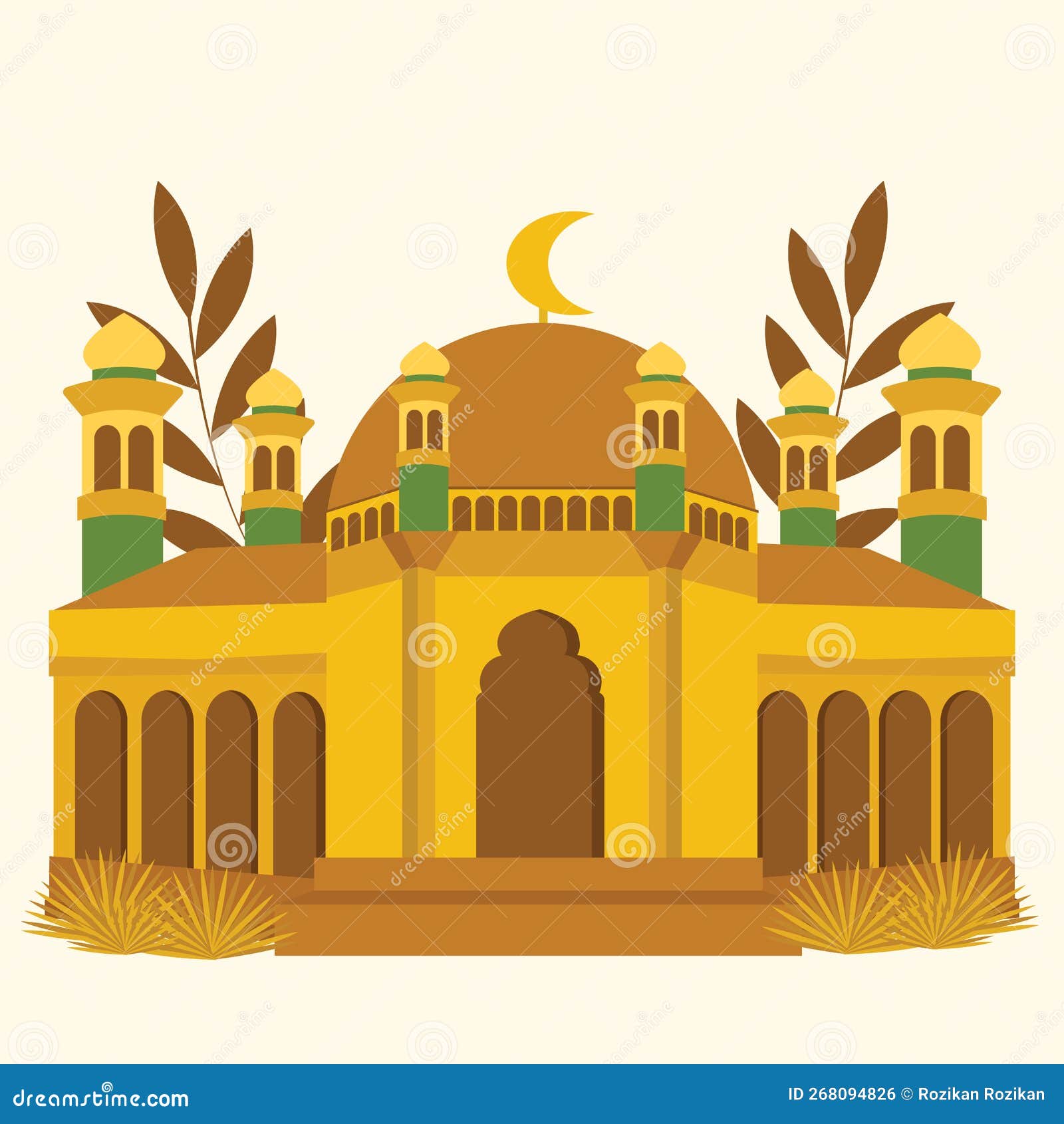 Mosque Islamic Vector in Flat Illustration Stock Vector - Illustration ...