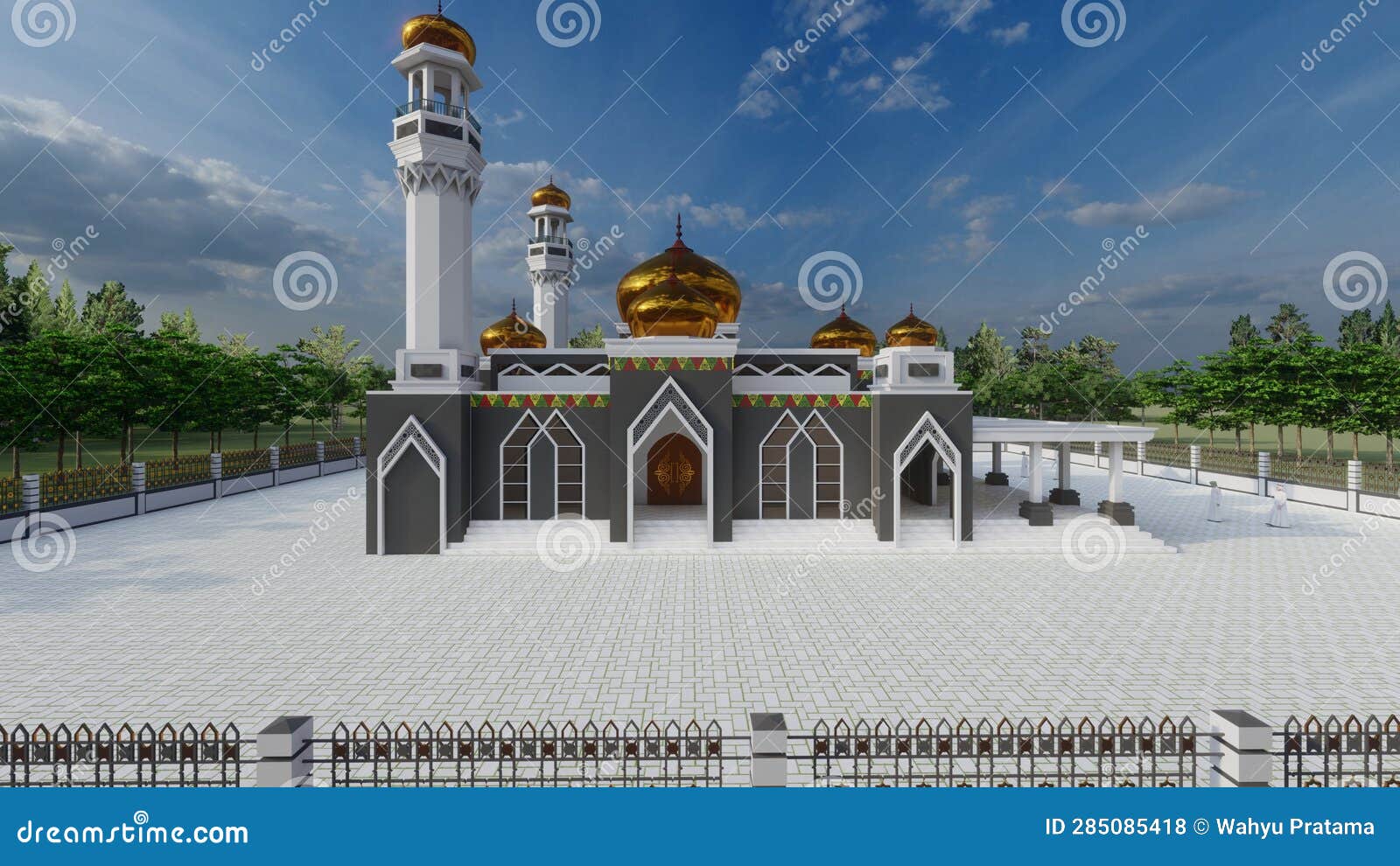 Mosque Landmark on the Fornt Stock Illustration - Illustration of fornt ...