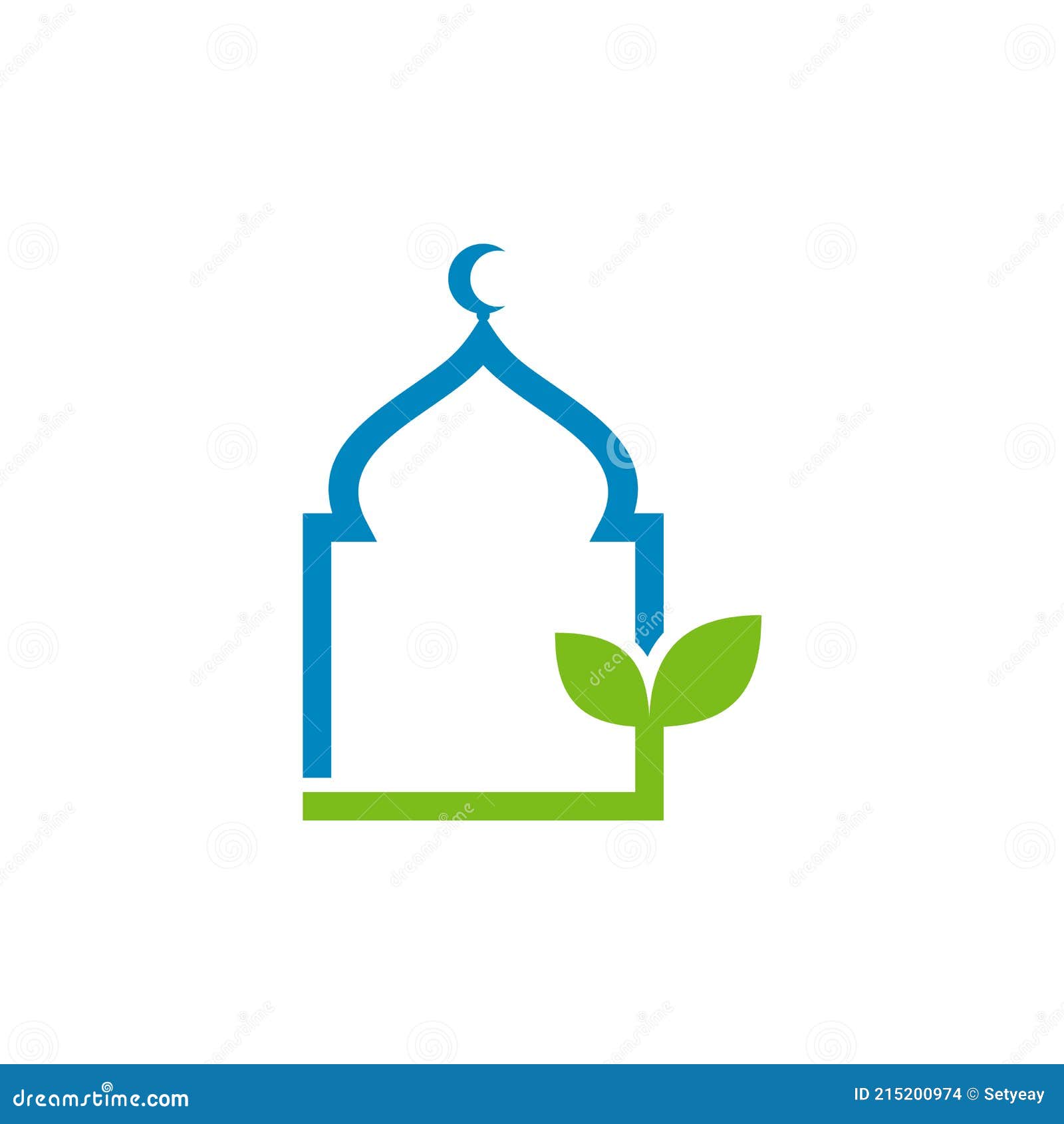 Mosque Leaf Logo Design Vector Illustration, Creative Islamic Logo ...