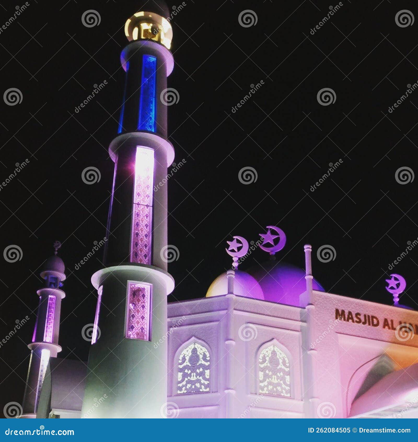 Mosque light at night stock image. Image of neonlights - 262084505