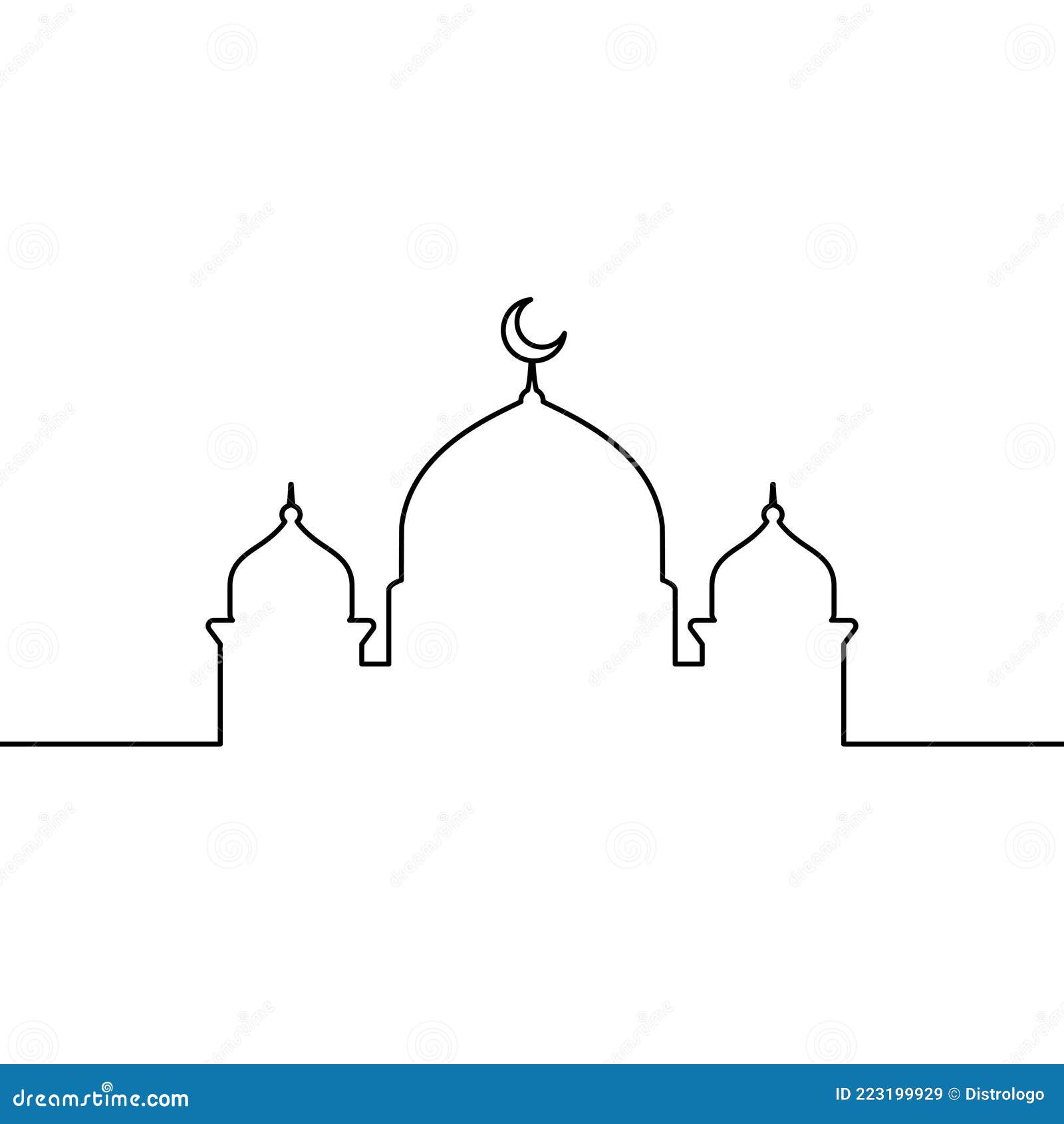 Mosque Line Art Vector Minimalist Design. Islamic Ornament Background ...