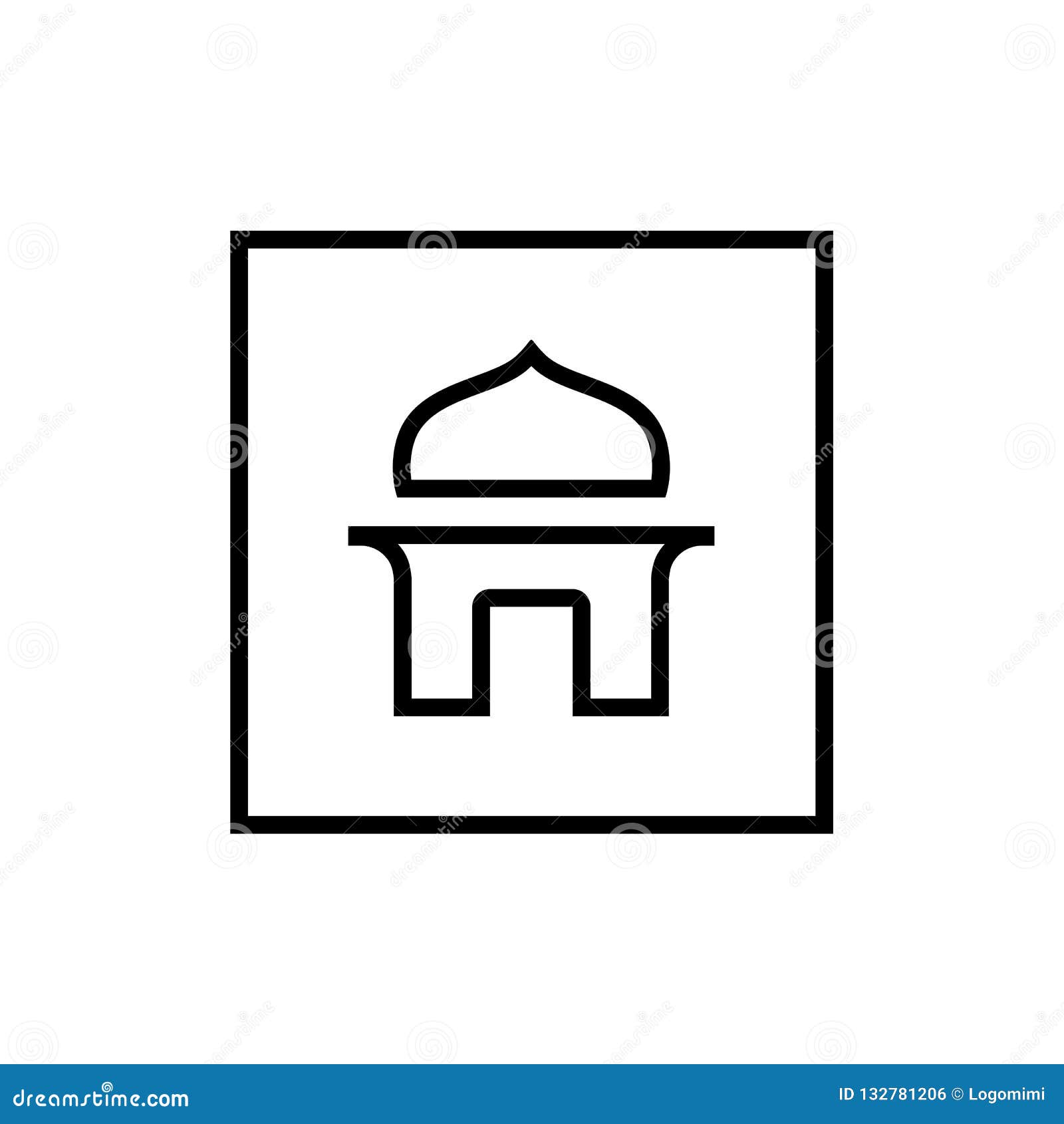 Mosque Logo Icon, Lineart Style Sign Stock Vector - Illustration of ...