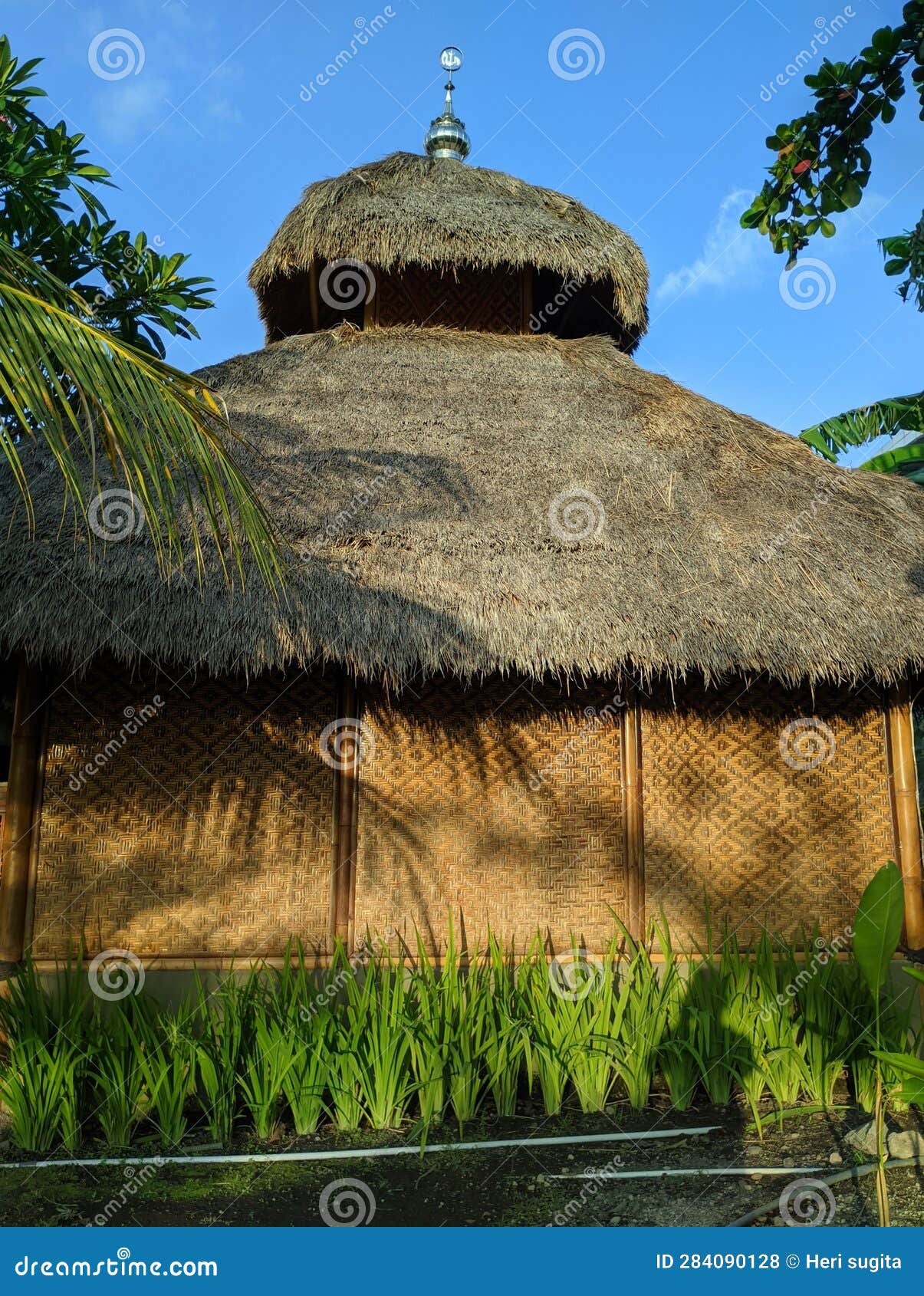 Mosque Made of Woven Bamboo Stock Photo - Image of straw, landscape ...