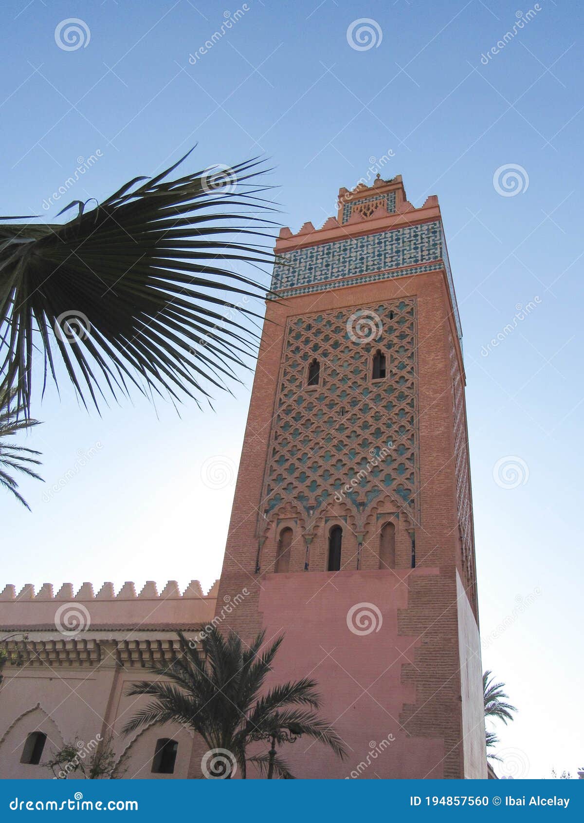 Mosque of Marrakesh stock photo. Image of tree, stone - 194857560