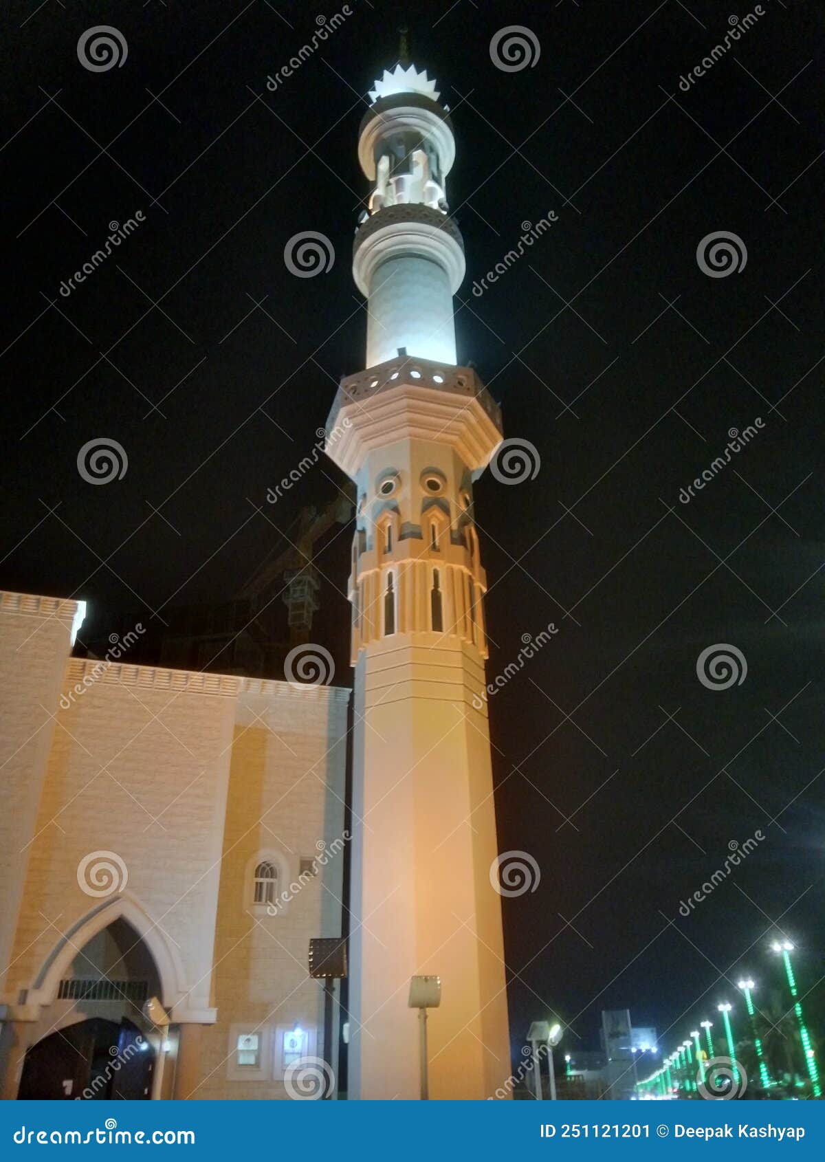 The Mosque Minar View in the Night Stock Image - Image of sculpture ...