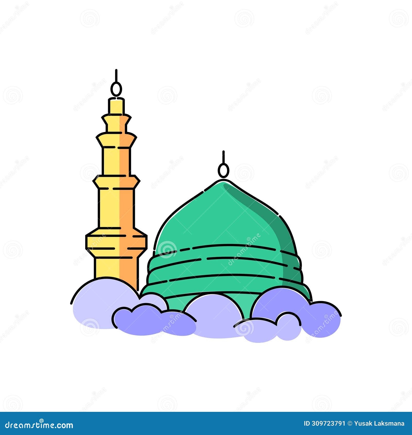 Mosque and Minaret Vector Illustration. . Stock Illustration ...