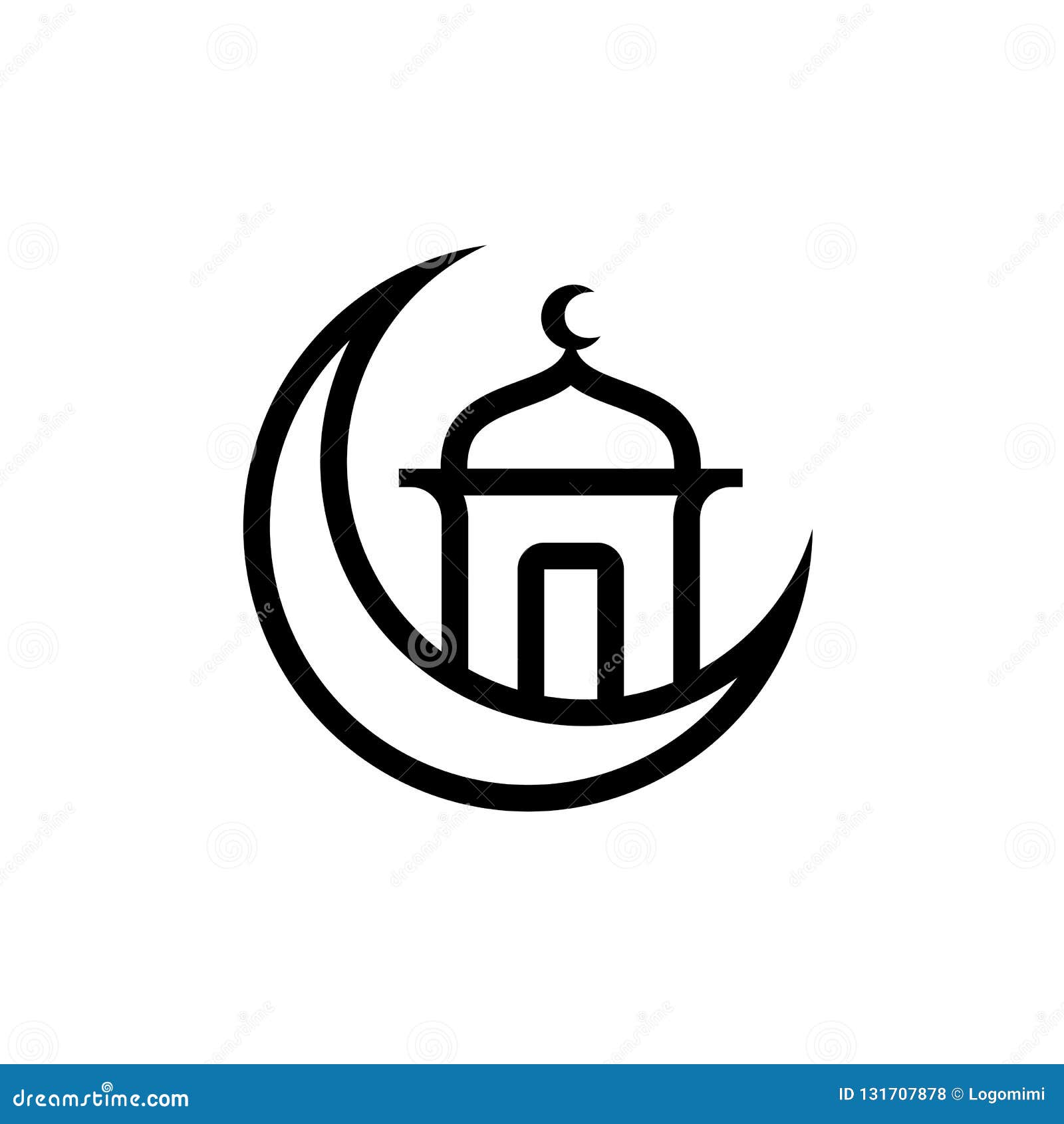 Mosque and the Moon, Islamic Symbol, Vector Illustration Stock Vector ...